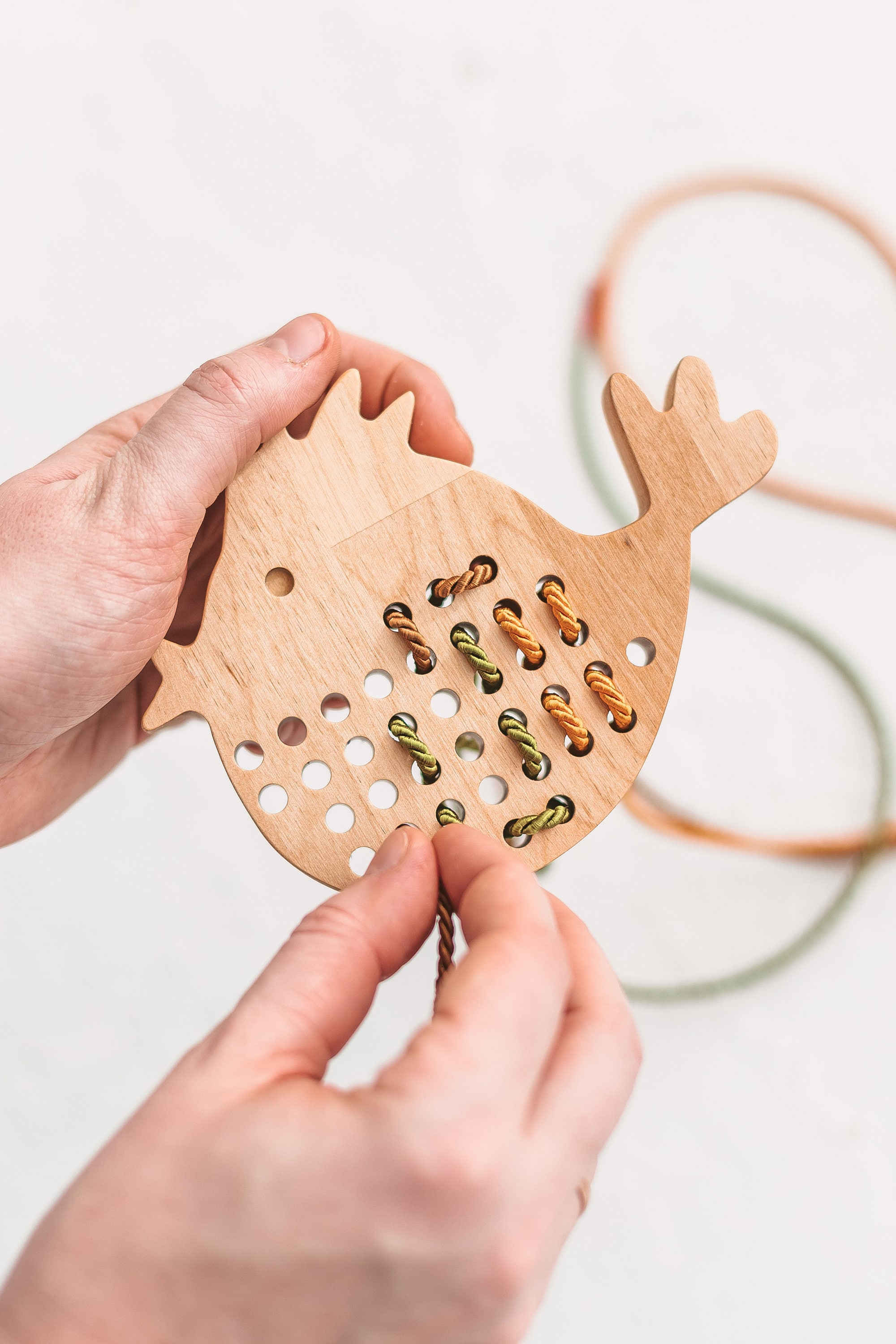 Montessori toddler wood lacing toy BIRD threading activities | Etsy