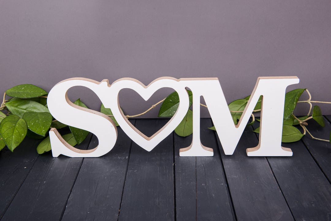 Personalized Wooden Letters - Couples Initials With Heart - Valentines ...