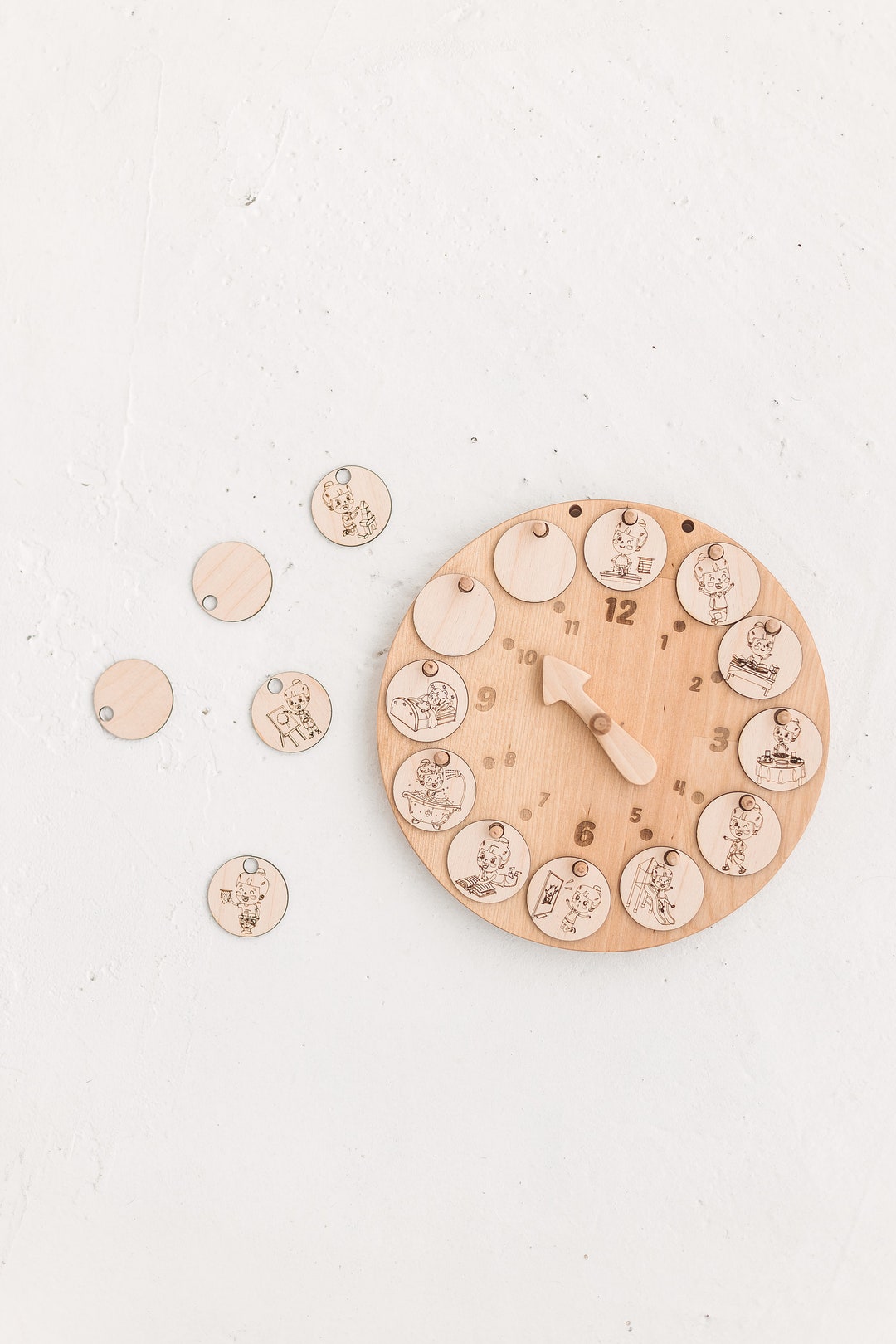 Wooden Daily Planner Routine for Kids - 14 Visual Routine Cards ...