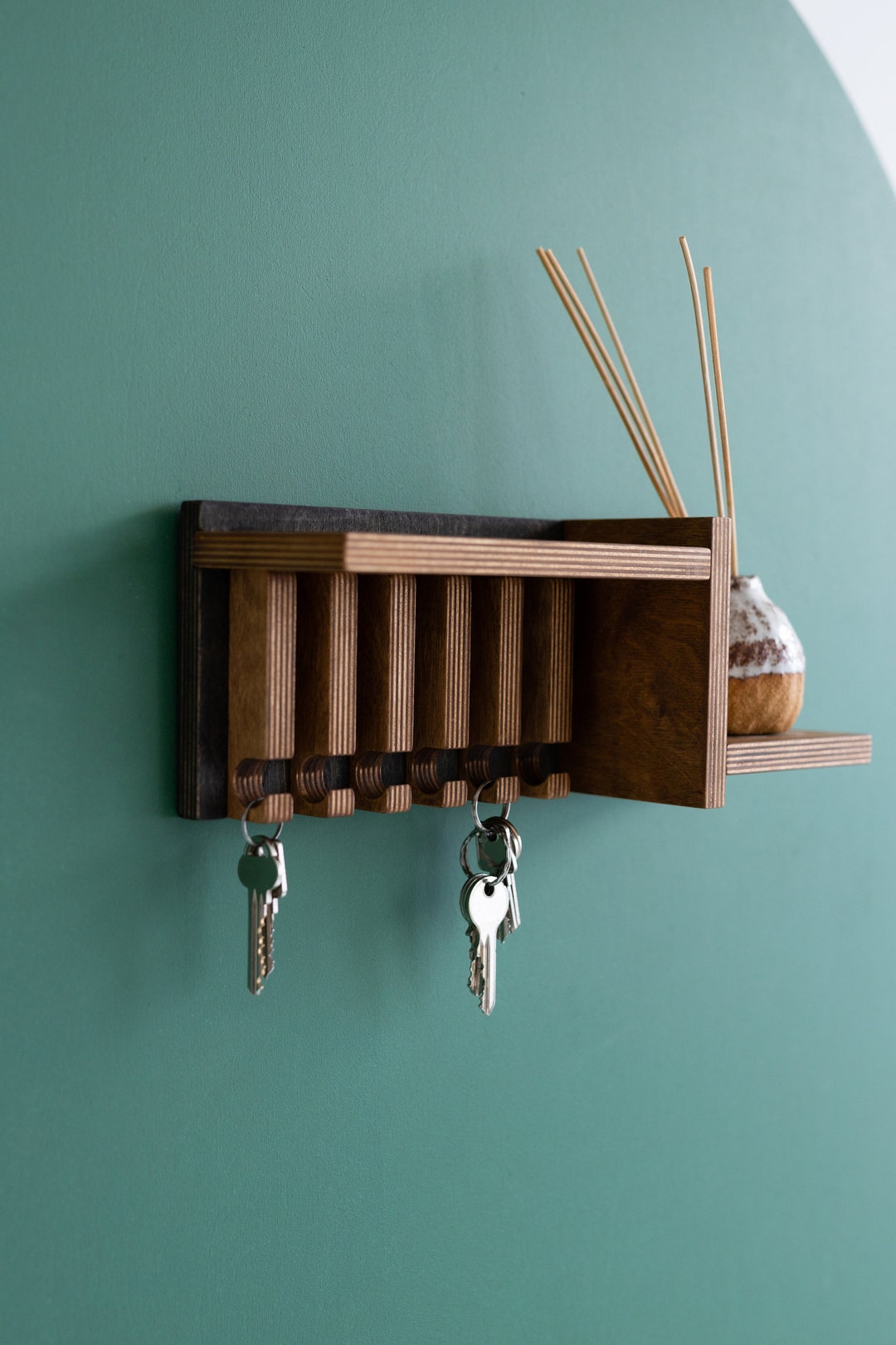 Modern Entryway Mail Key Organizer Solid Wood Key Holder for - Etsy