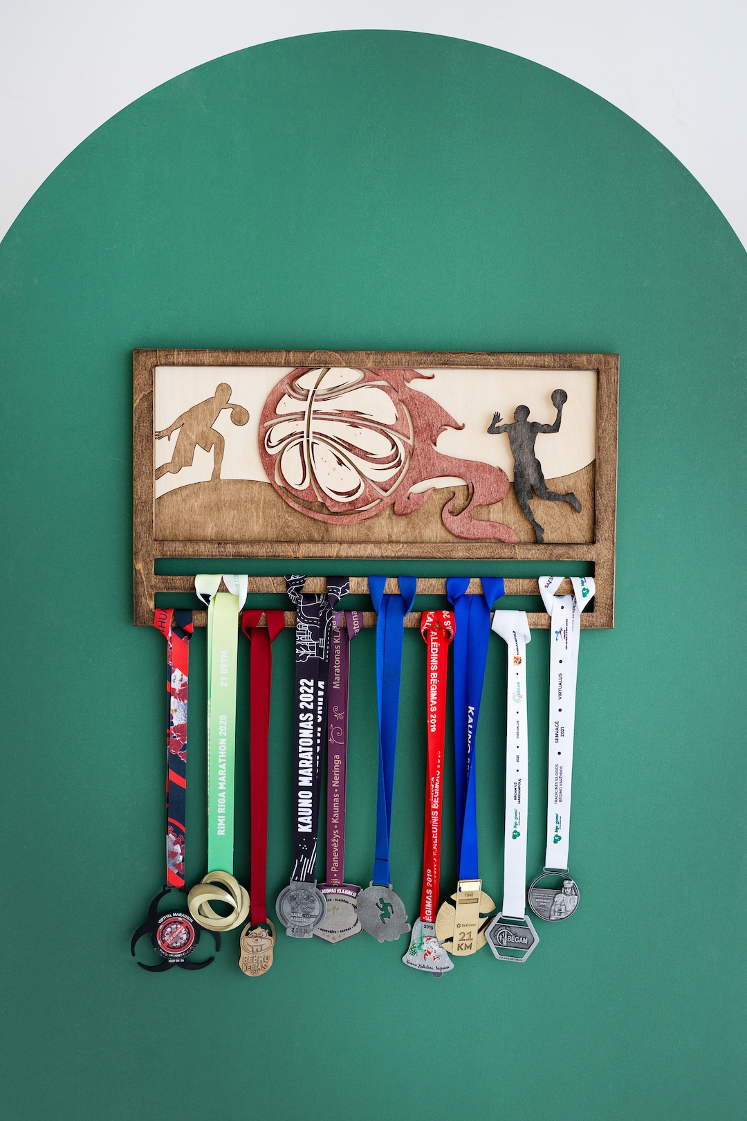 Basketball Medal Display Hanger, Personalized Medal, Rustic Display for ...