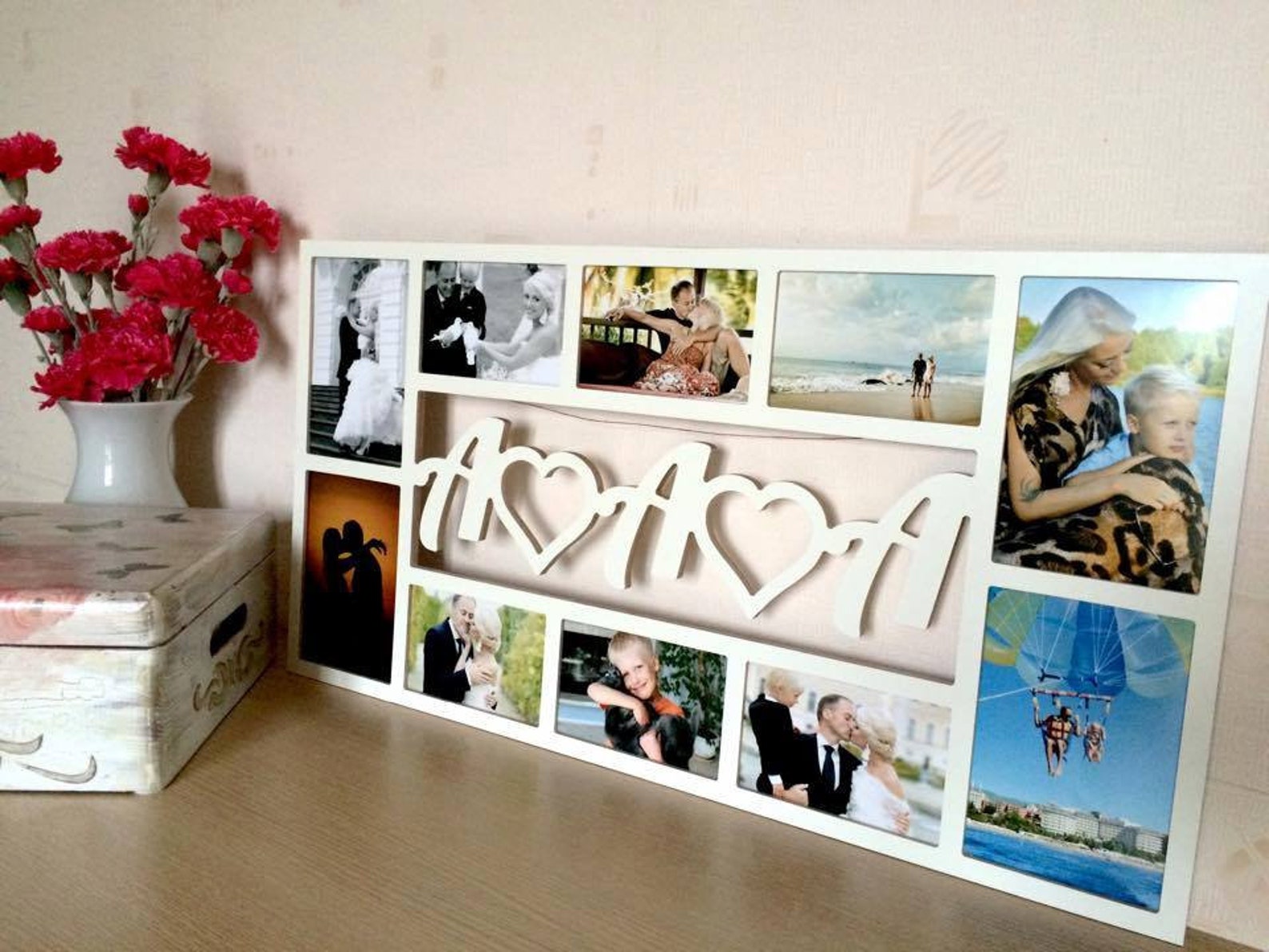 Family Name Photo Frame Collage, Personalized Family Room Wall Decor ...