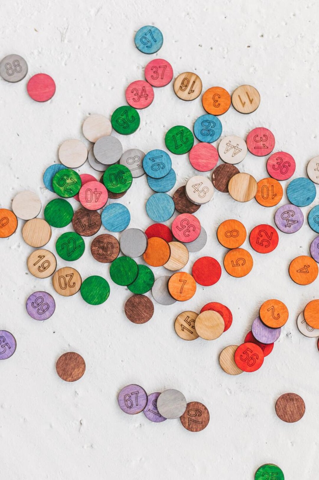 Colored Wooden Coins With Numbers - Etsy