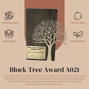 Appreciation Trophy - Wooden Tree Form Award, Personalized Engraved ...