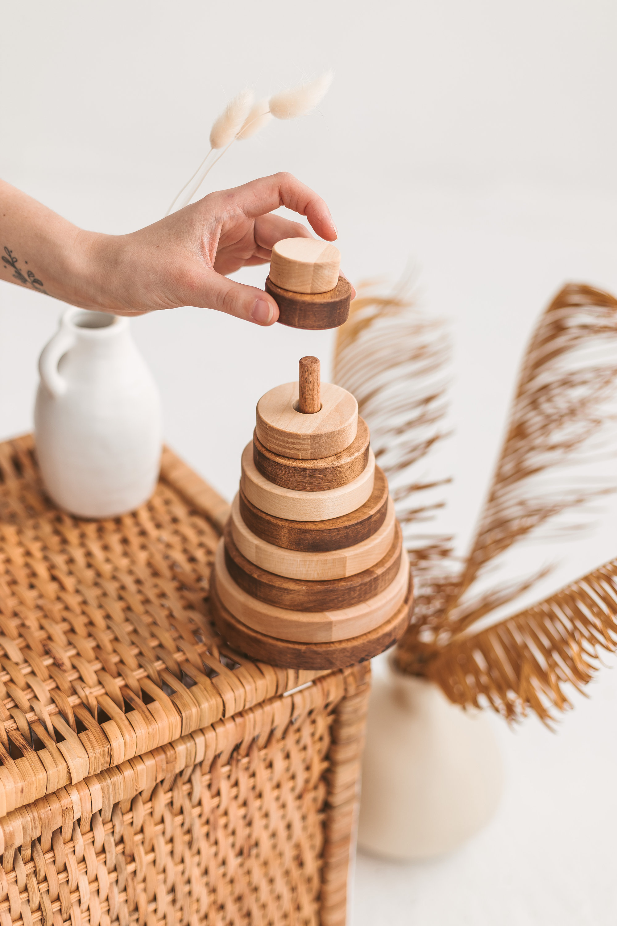 Montessori ring stacker wooden stacking toy for baby | Etsy