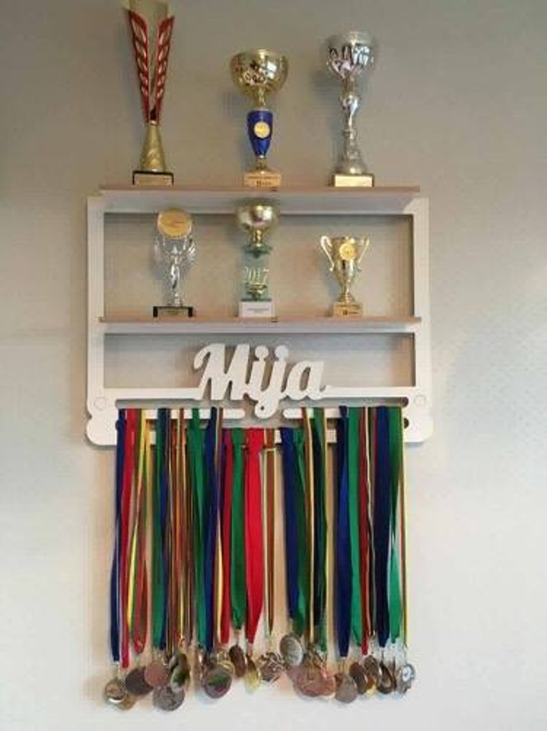 Custom Medal Hanger With Double Shelf, Birthday Gift for Kids, Running ...