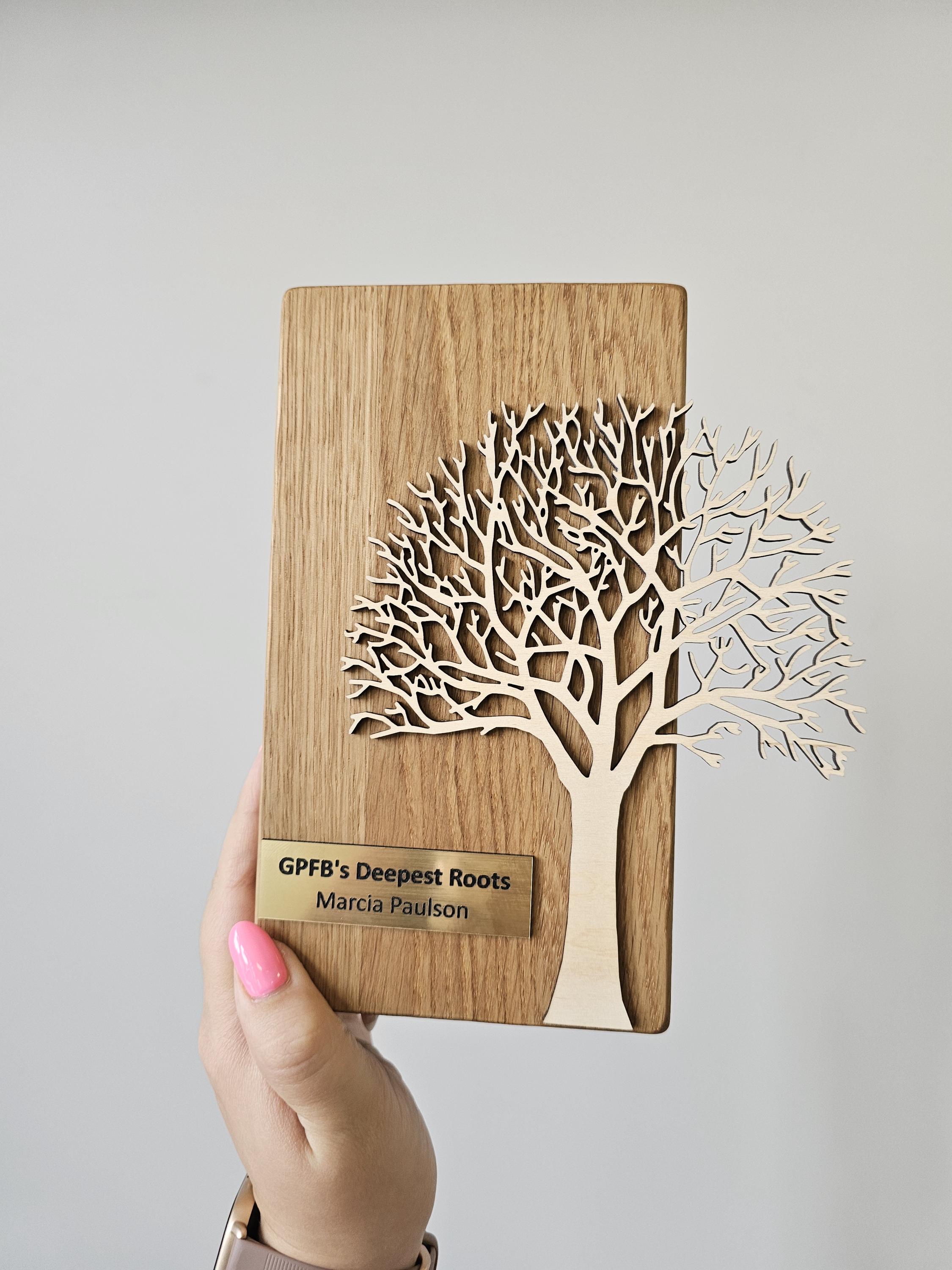 Appreciation Trophy - Wooden Tree Form Award, Personalized Engraved ...