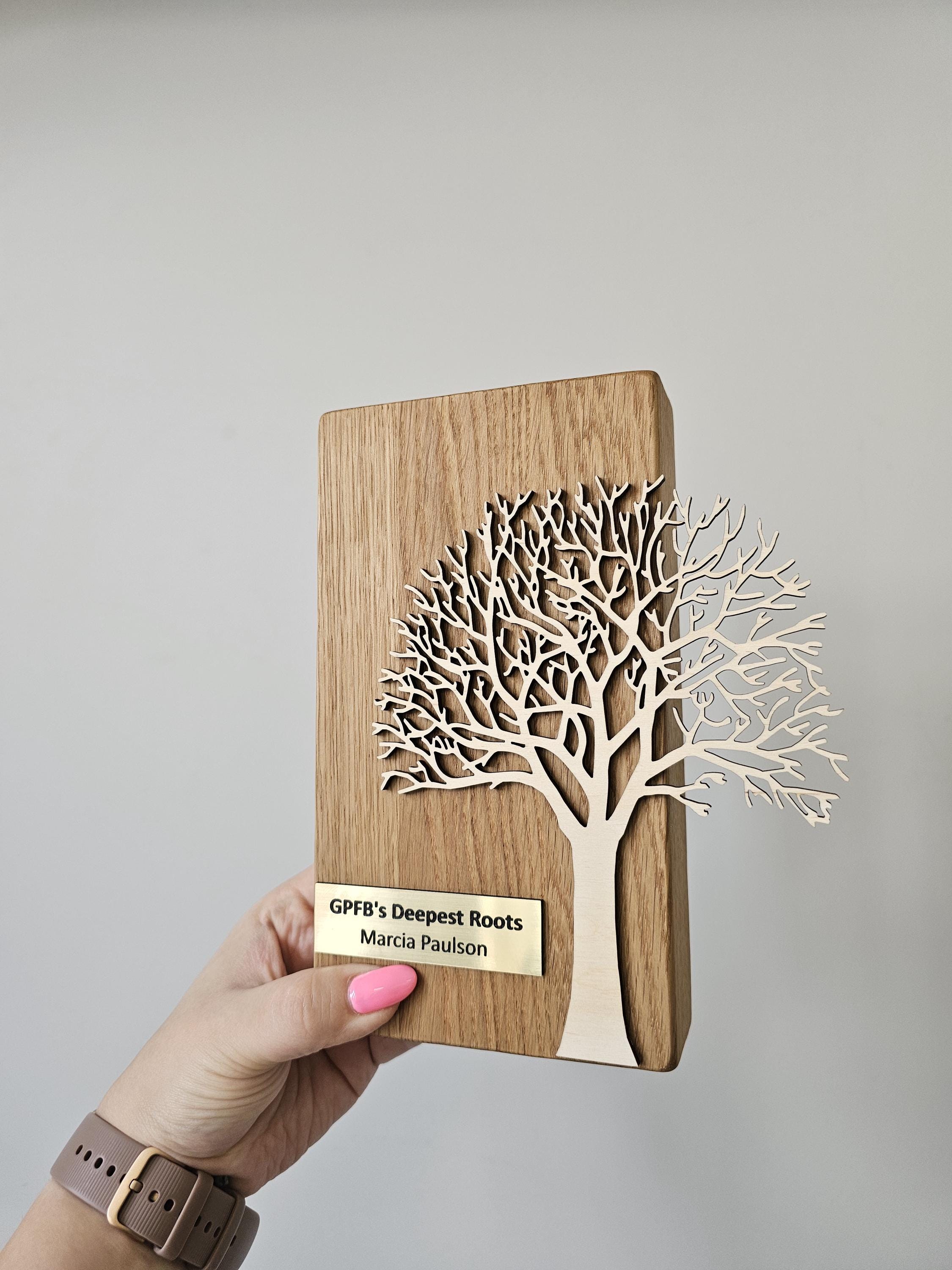 Appreciation Trophy - Wooden Tree Form Award, Personalized Engraved ...