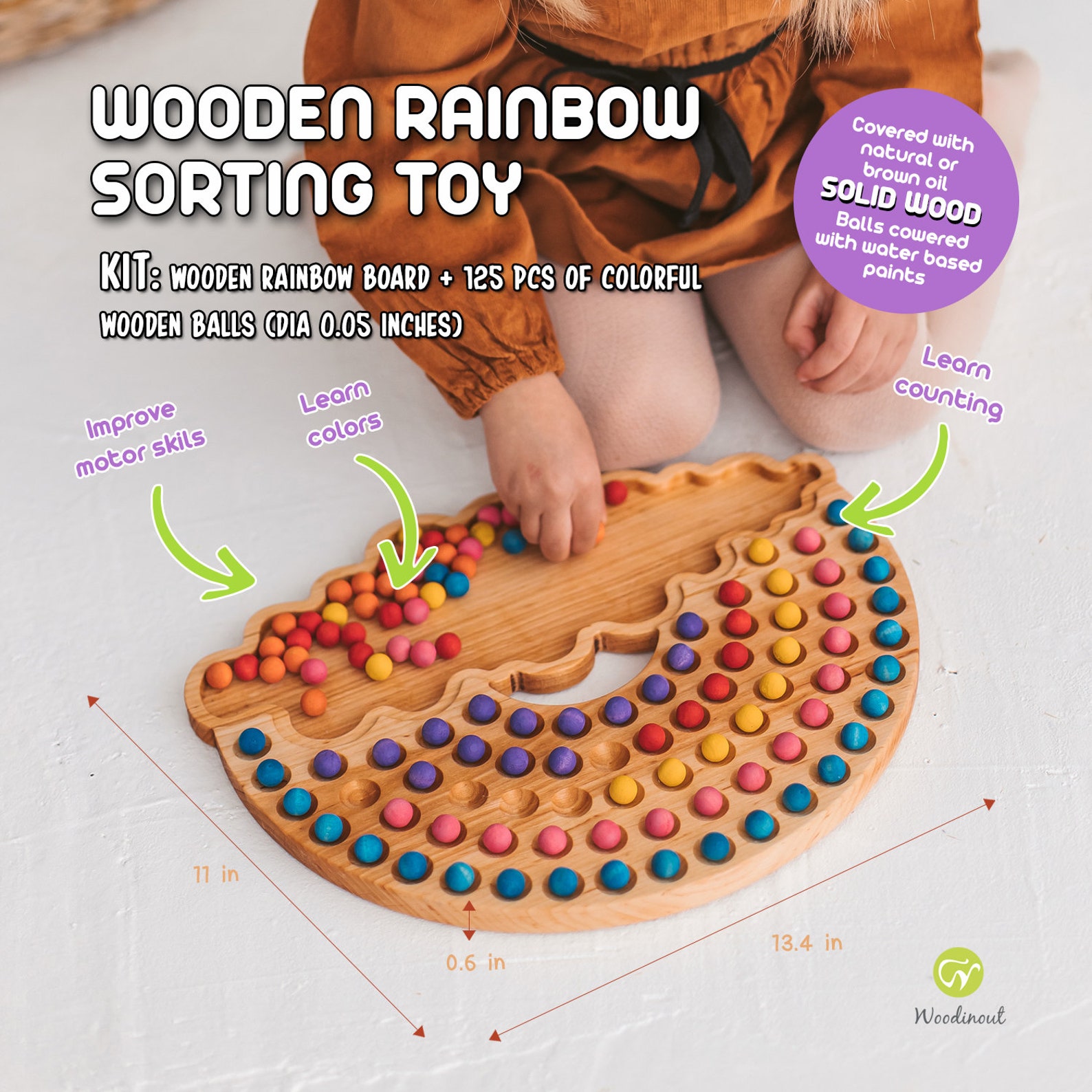 Wooden Toy Rainbow Color Sorting Toy Educational Toy - Etsy