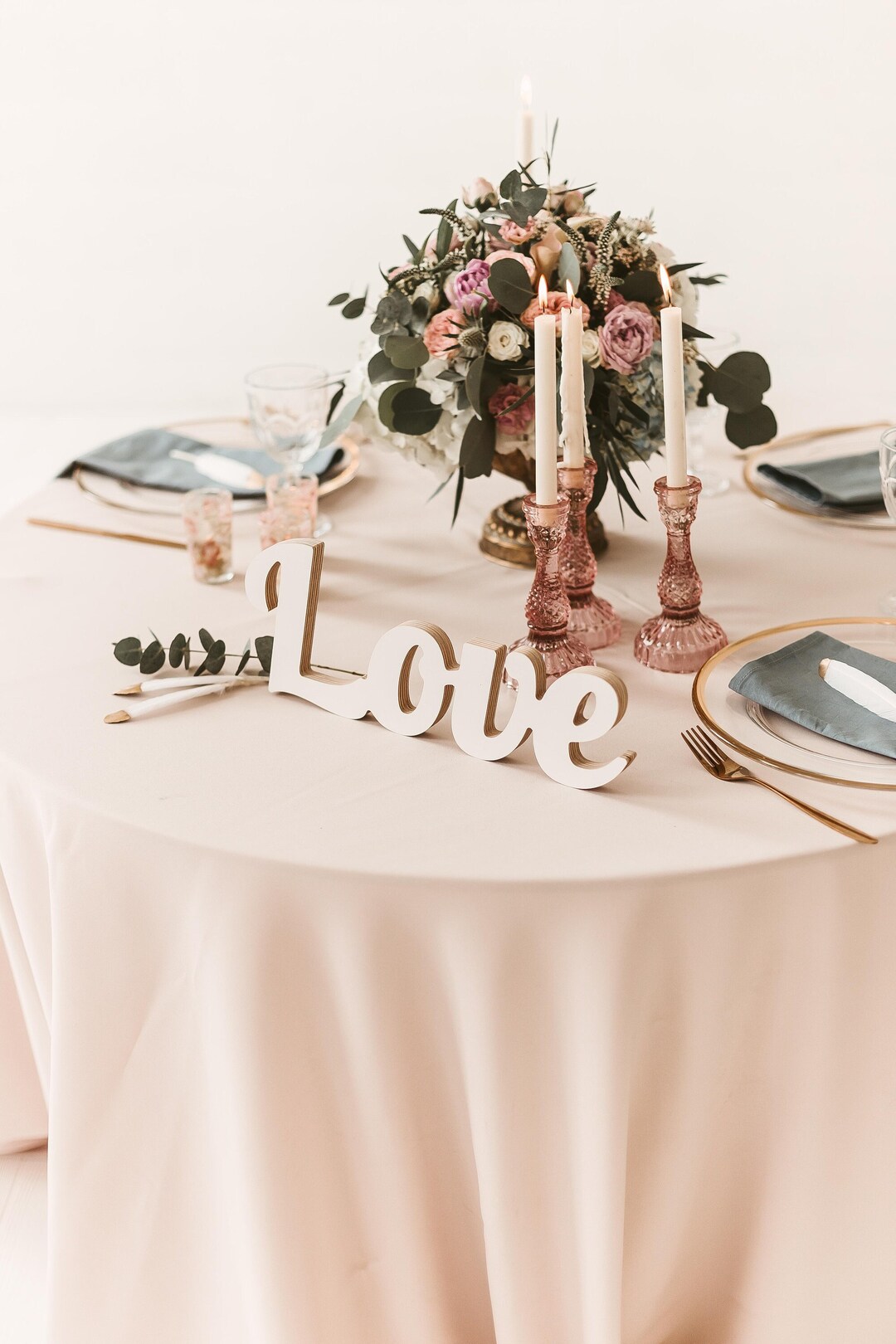 Rustic Wooden 'love' Table Sign for Weddings - Elegant Freestanding ...