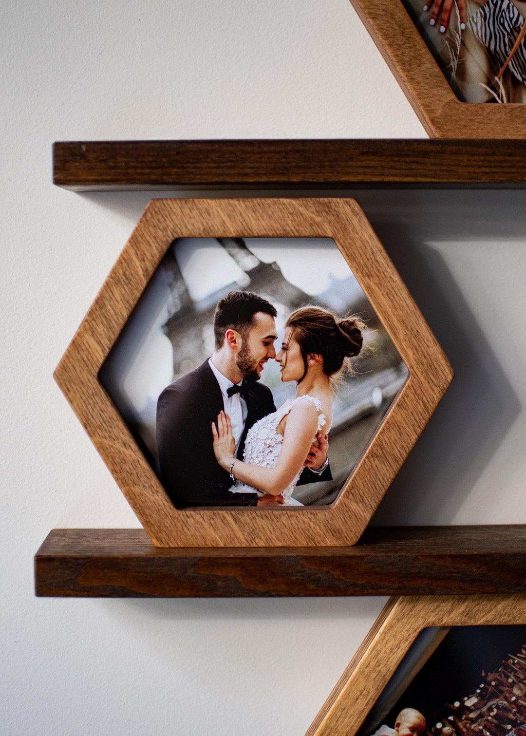Small Hexagon Picture Frames Mini Wood Frame Mini Photo Frames Wall ...