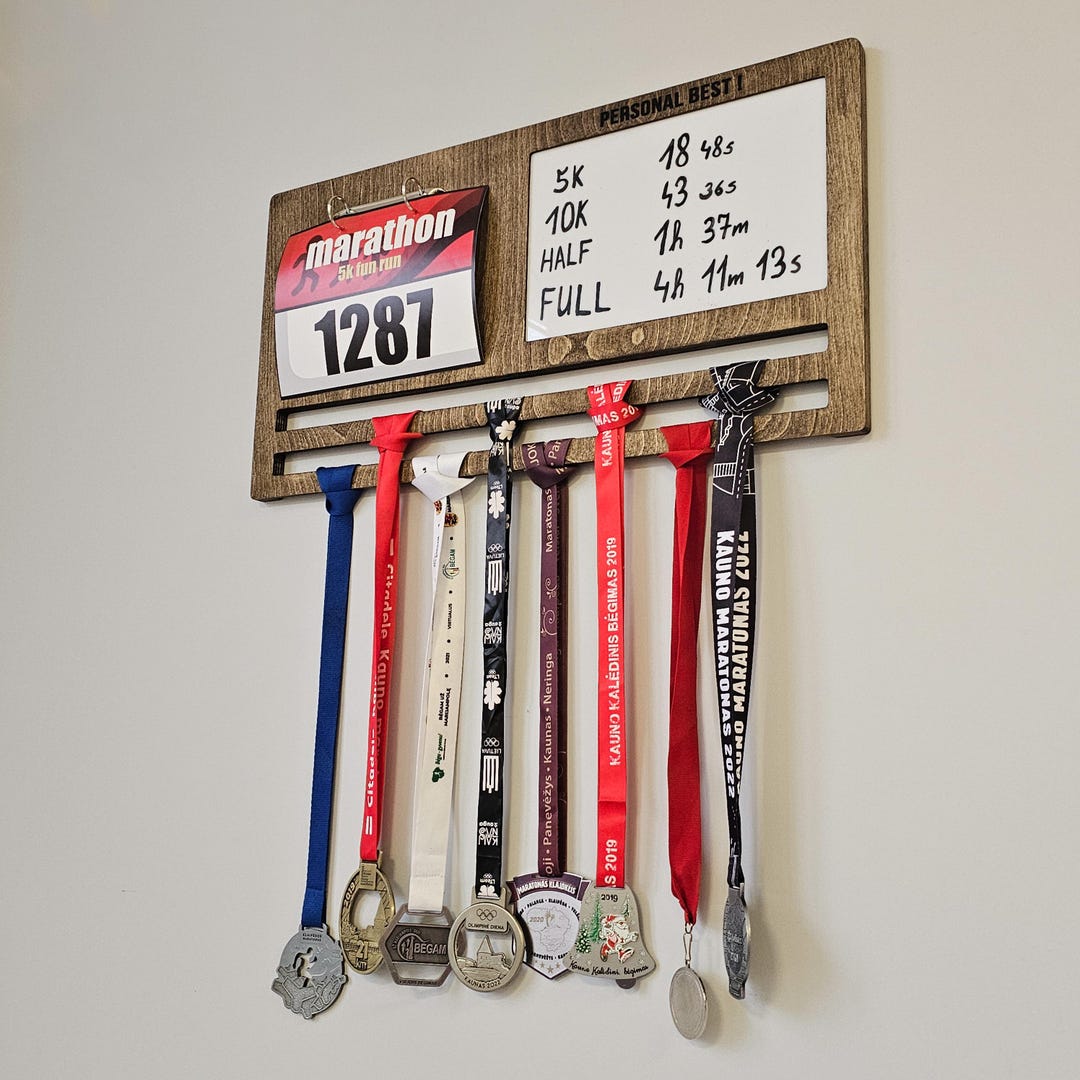 Running Medal and Personal Bests Display Board, Medal Display Holder ...
