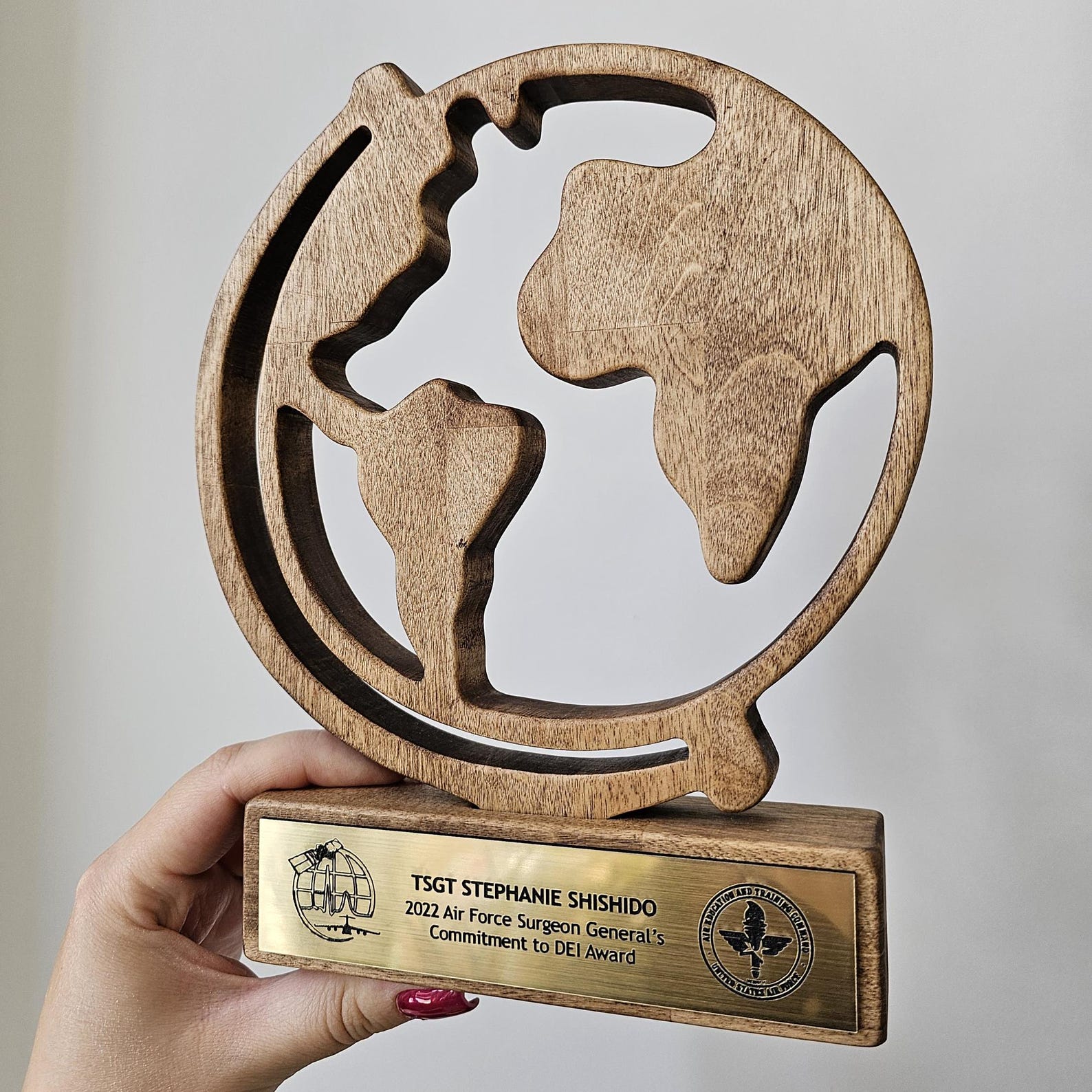 Wooden Globe Award Personalized Trophy, Customizable World Map Award ...