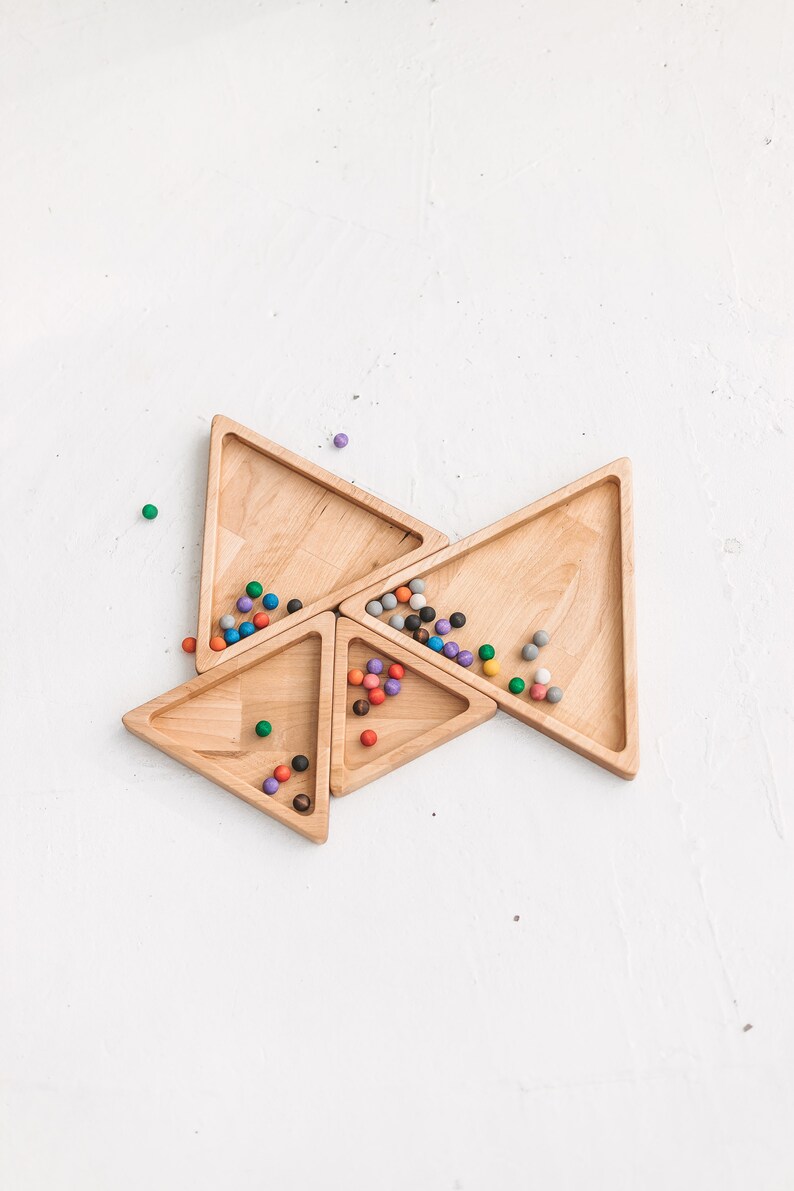 Triangle Sensory Tray Montessori Counting Color Sorting and - Etsy