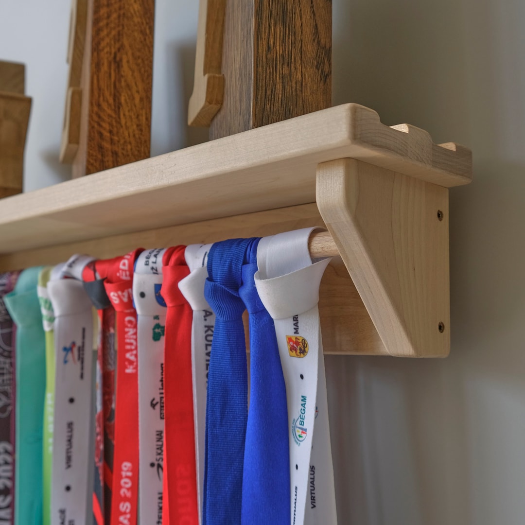 Wood Medal Holder Shelf Display Hanger Sports Trophy Shelf - Etsy