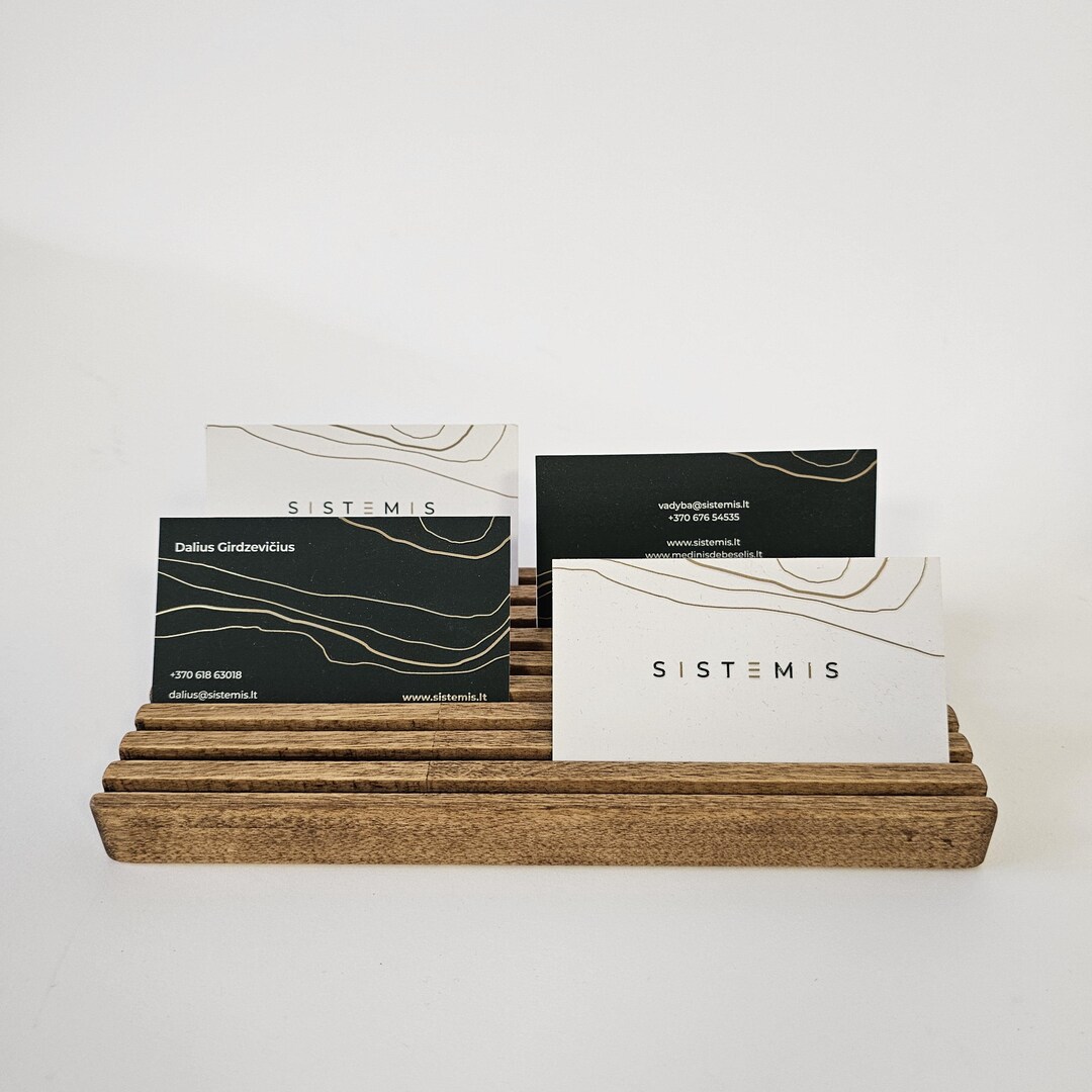 Wooden Business Card Holder, Wooden Card Stand, Office Organization ...