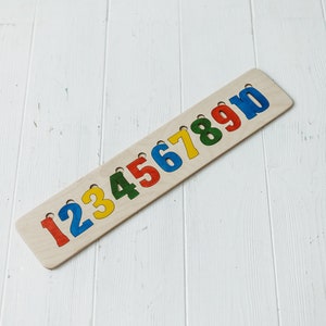 Numbers Puzzle Montessori Wooden Toy Puzzle of Numbers Baby Toddler ...