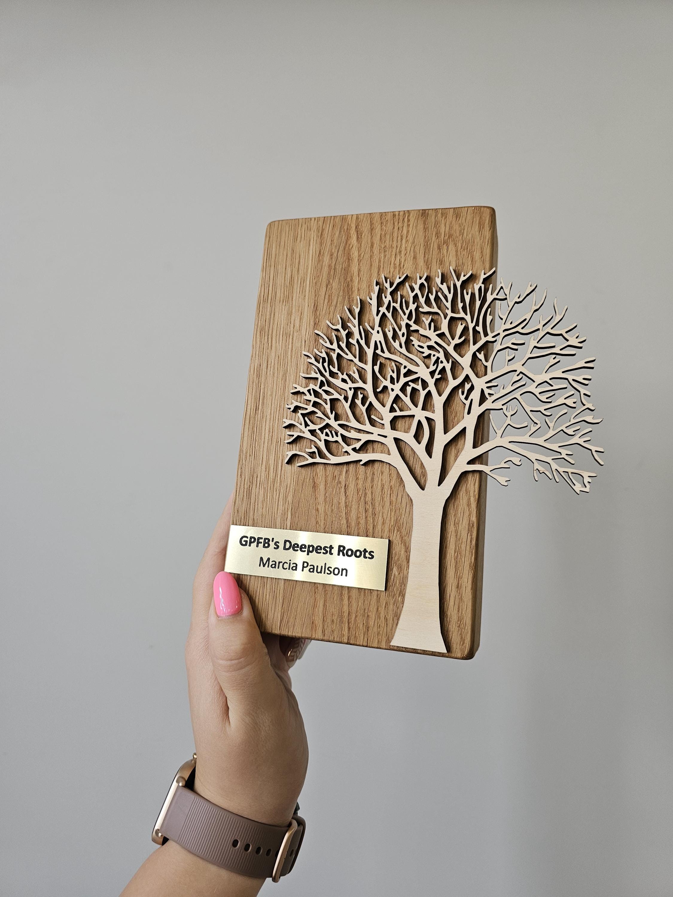 Appreciation Trophy - Wooden Tree Form Award, Personalized Engraved ...
