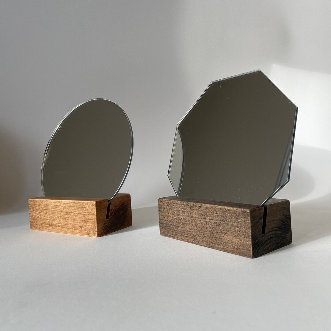Stand Table Mirror, Wooden Mirror, Small Mirror, Octagon Mirror ...
