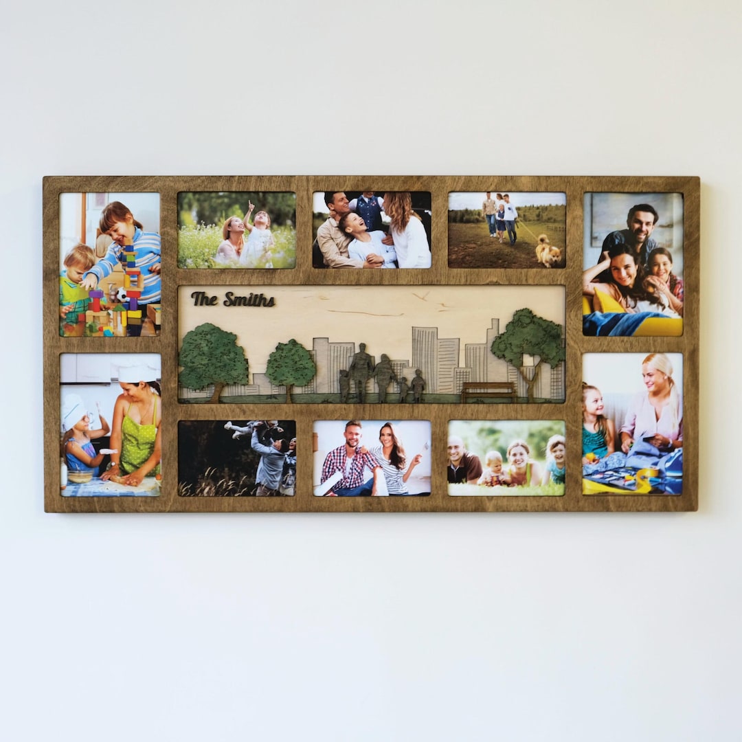 Custom Family Photo Frame Collage, Photo Collage Frame, Wood Picture ...