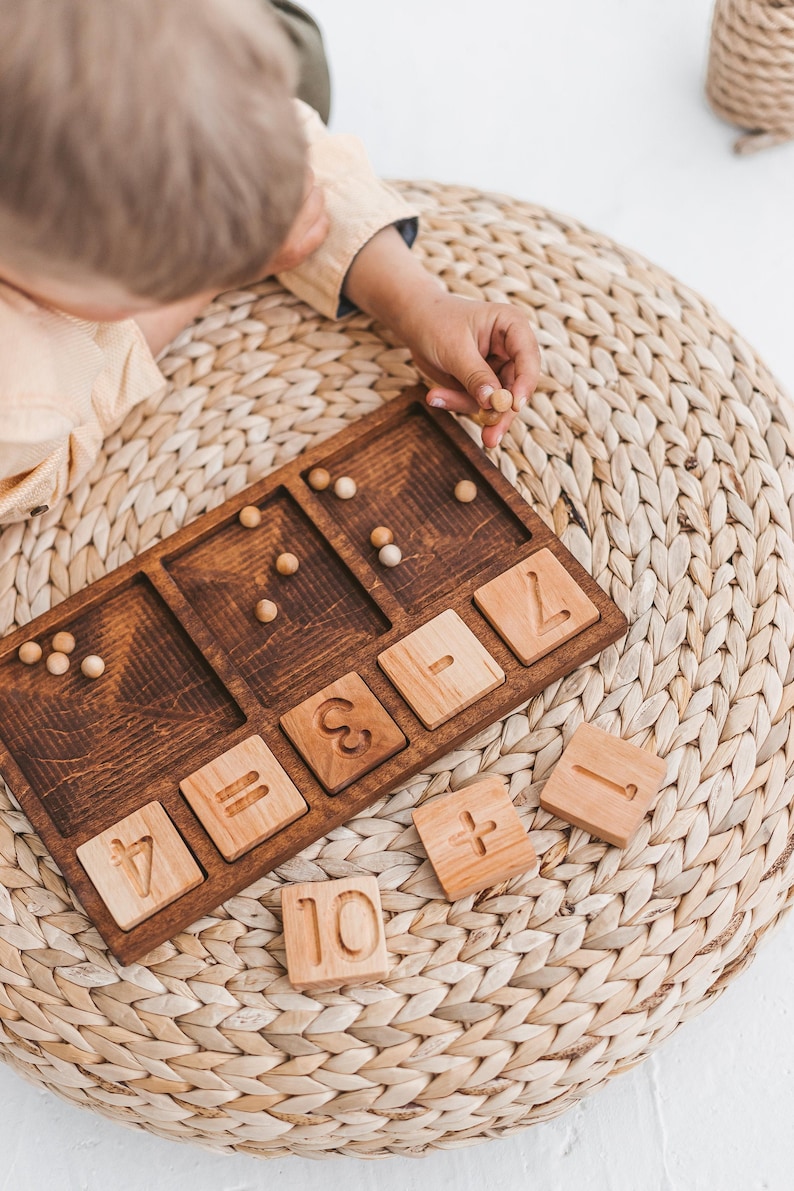 Numbers Counting Sorting Tray Natural Montessori Learning - Etsy