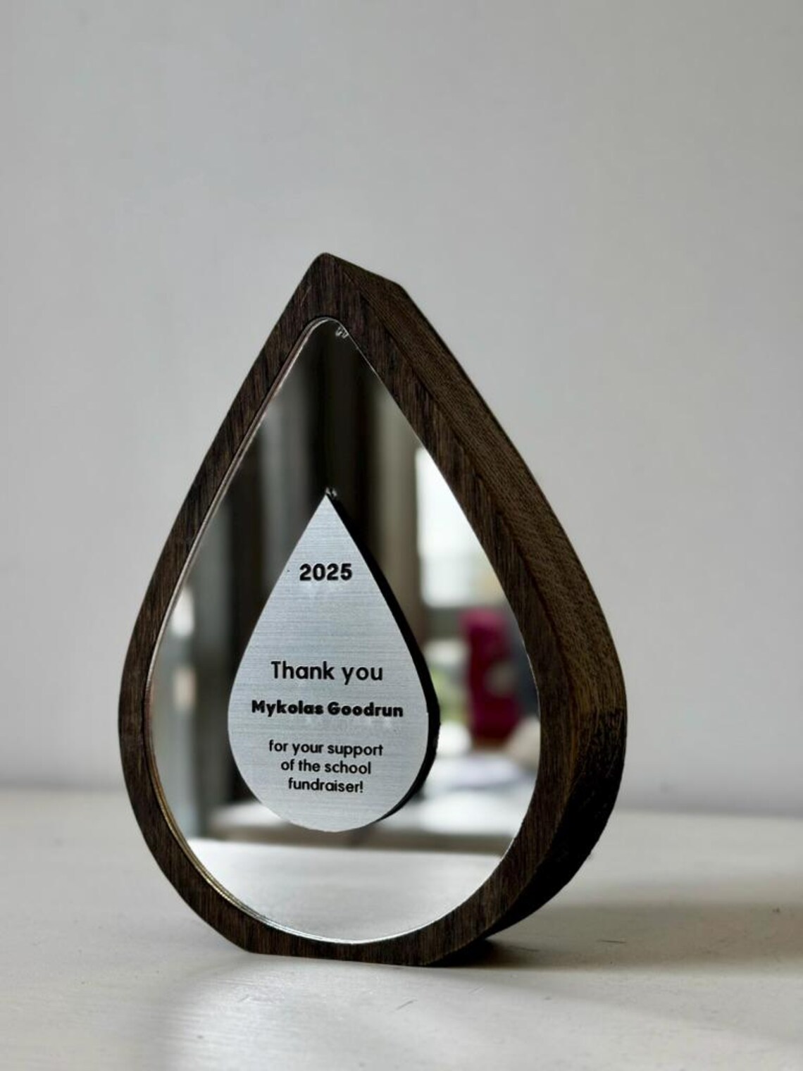 Customizable Drop-shaped Wooden Award Trophy, Unique Stylish Piece - Etsy