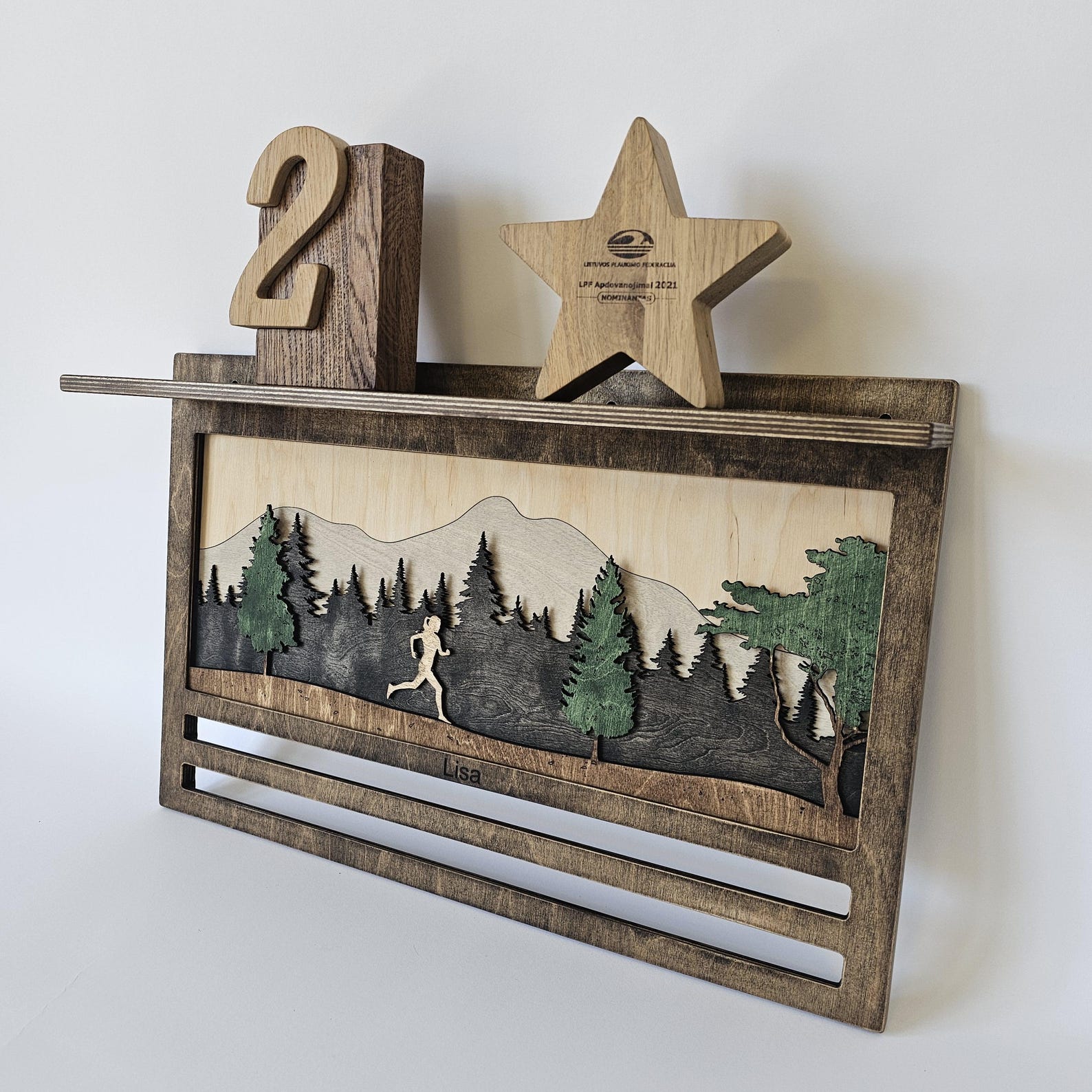 Personalized Medal Display With a Shelf, Running Medal Display, Custom ...