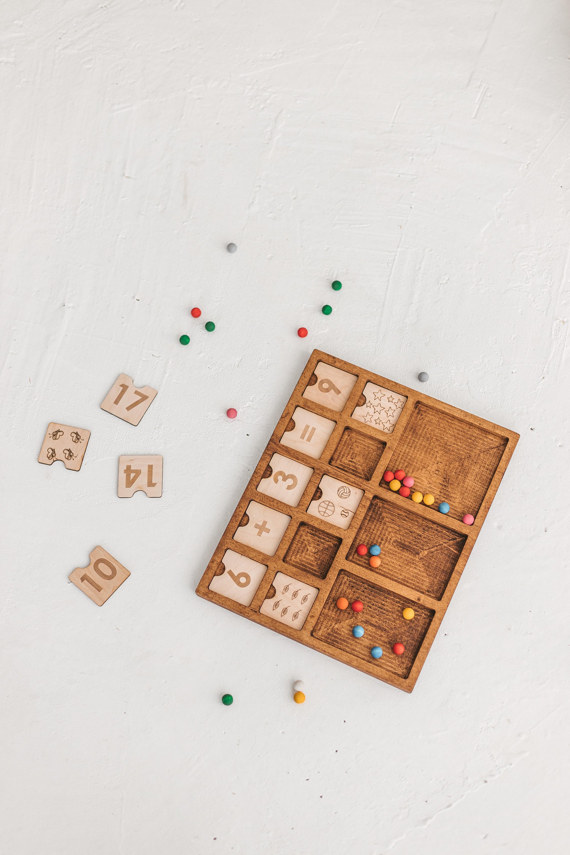 Wooden Math and Counting Tray for Homeschool and Kindergarten - Etsy UK