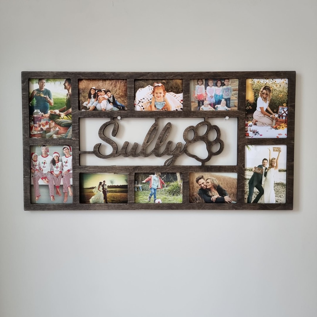 Puppy Dog Paw Custom Text Picture Frame, Multi Photos Collage, Family ...