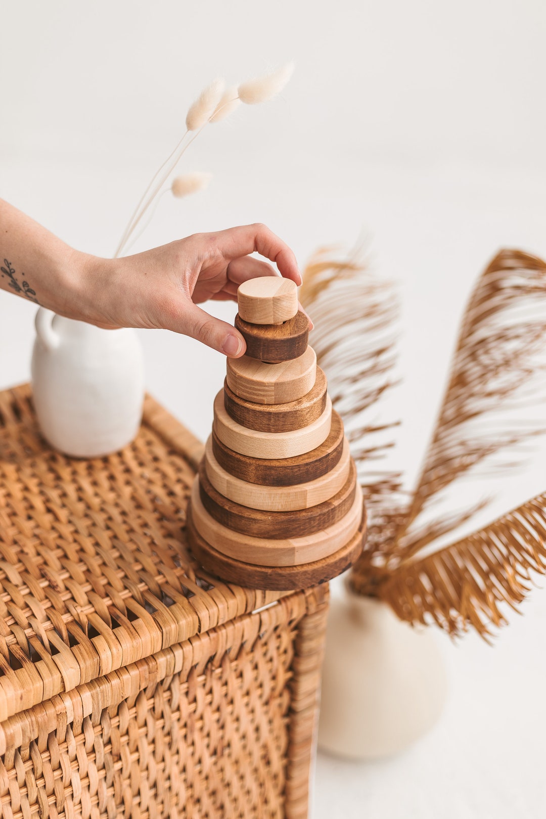 Wooden Stacking Rings Toy - Montessori Toys, Educational Toys, Toddler ...