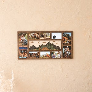 Family Travel Photo Collage Picture Frame, Wooden, Custom 10 Photos ...