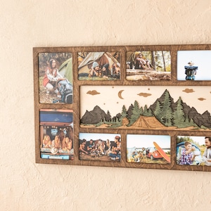 Family Travel Photo Collage Picture Frame, Wooden, Custom 10 Photos ...