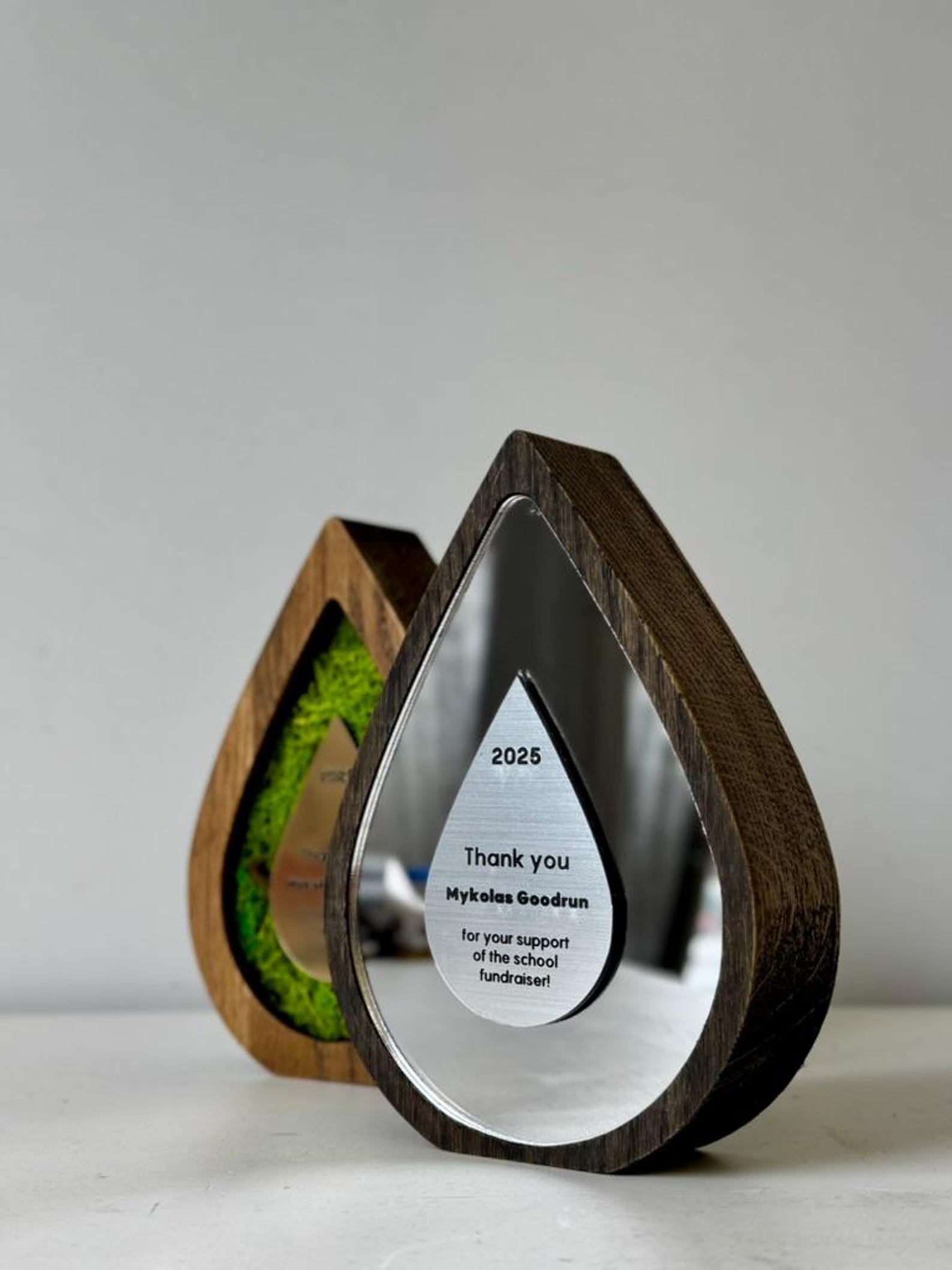Customizable Drop-shaped Wooden Award Trophy, Unique Stylish Piece - Etsy