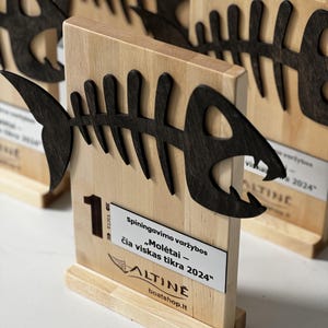 Custom Fisherman Trophy, Personalized Wooden Fishing Awards, Fishing ...