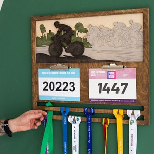 Cycling Medal Holder and Bib Display, Personalized Cyclist Gift, Biking ...
