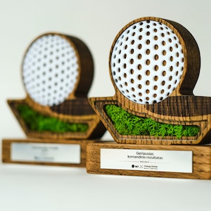 Wooden Golf Trophy - Award With Personalized Engraving, Elegant Golf ...