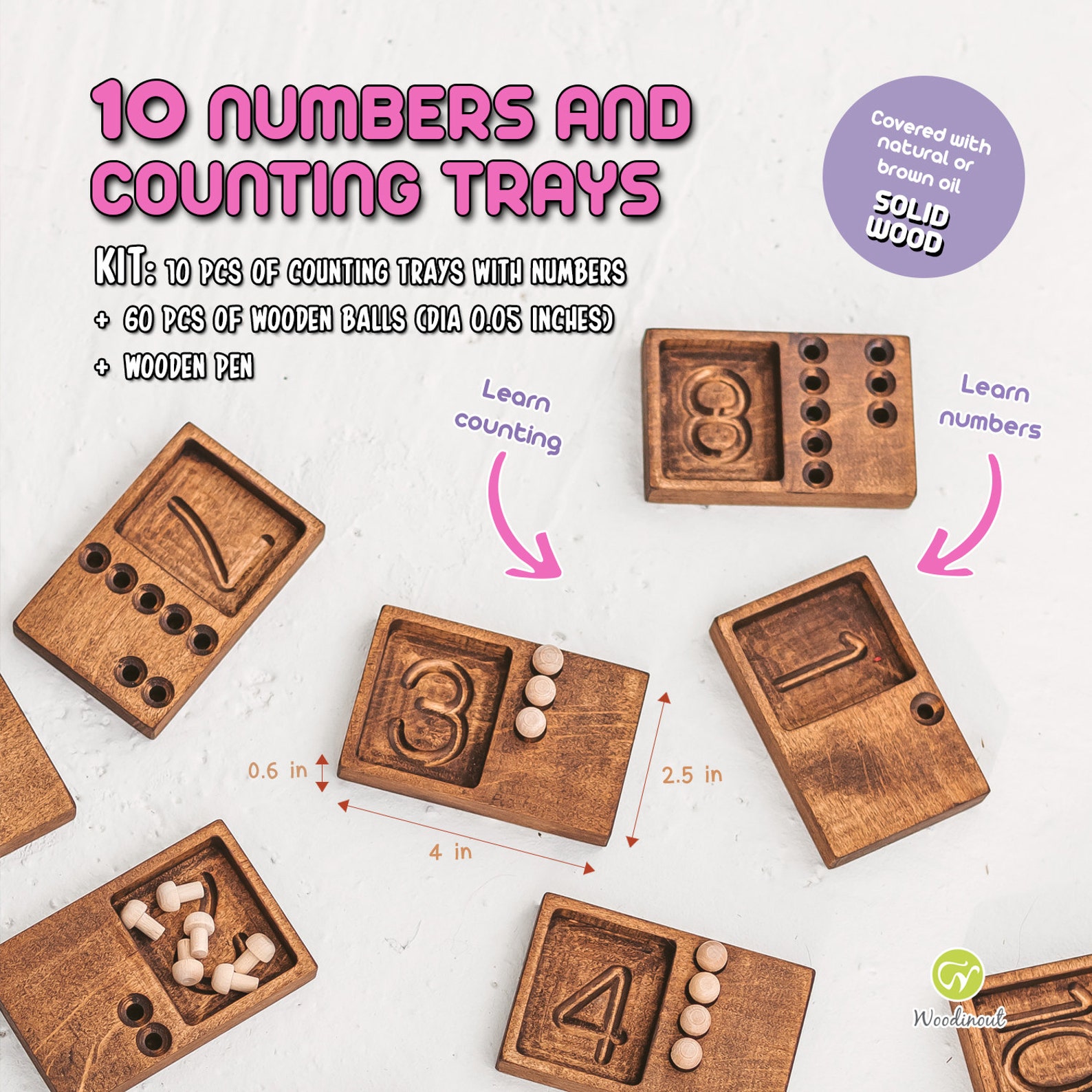 10 wooden counting trays Kids gift or Math Teachers gift | Etsy