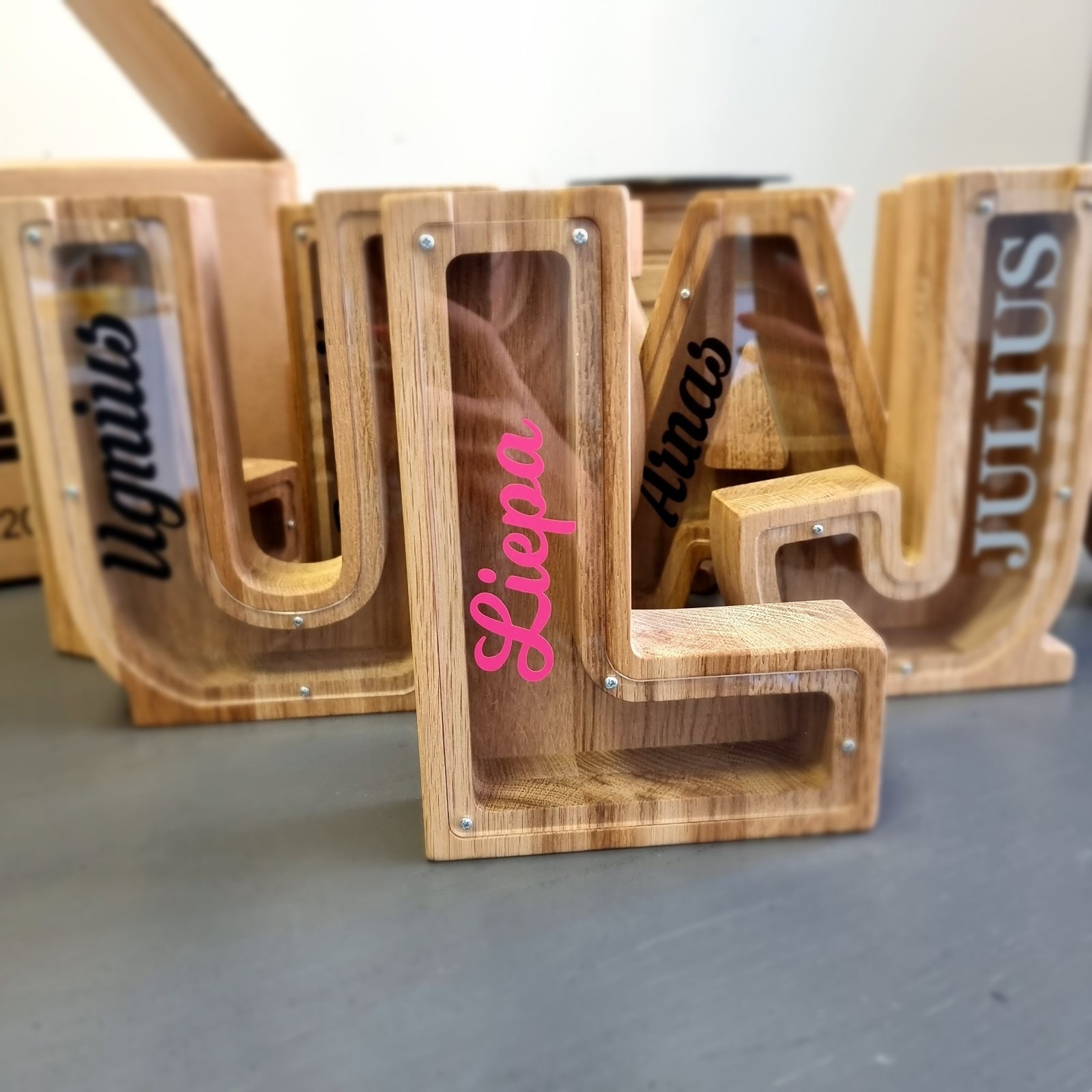 Personalized Alphabet Letter Piggy Bank Wooden Coin Bank for - Etsy