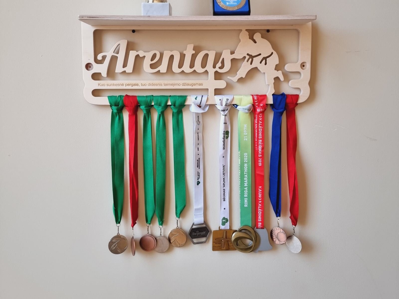 Personalized Medal Display Hanger With Shelf, Sports Trophy Rack - Etsy
