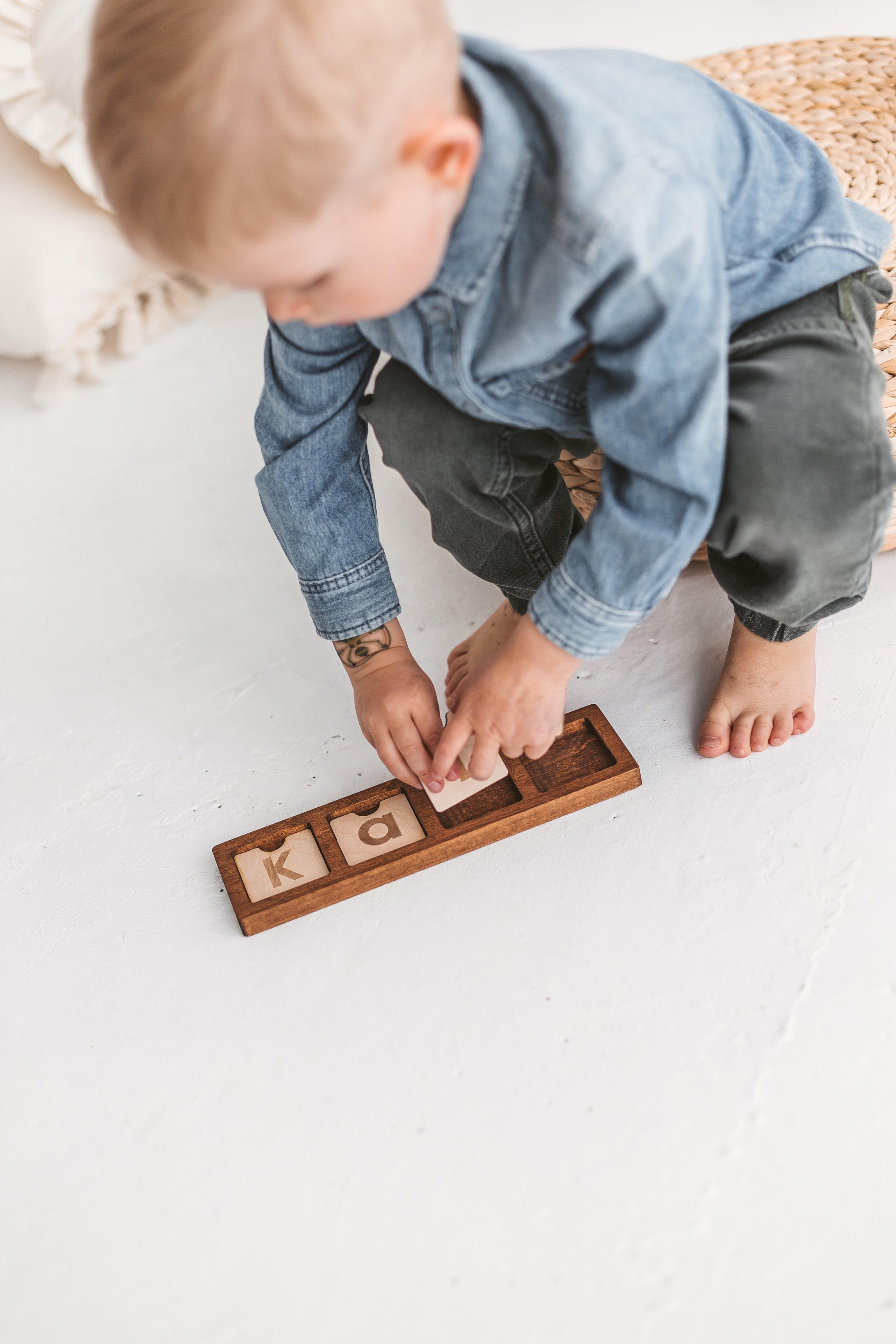 Scrabble Game Board With Alphabet Tiles - Wooden Letters Learning Toys ...
