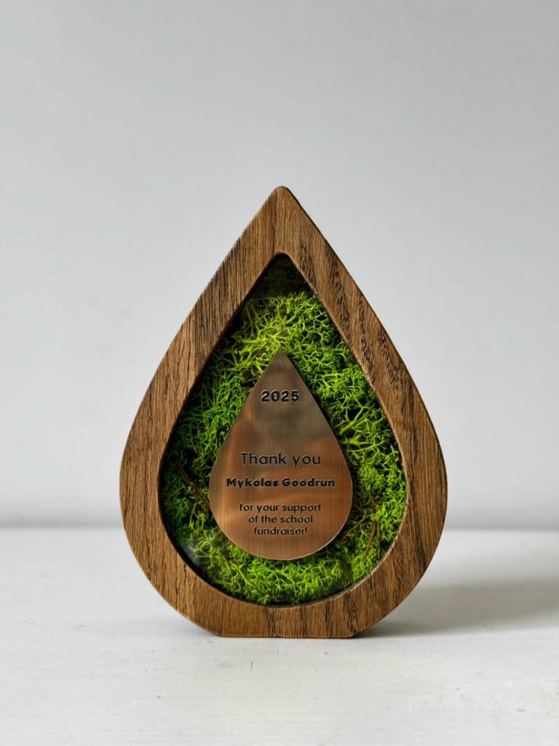 Customizable Drop-shaped Wooden Award Trophy, Unique Stylish Piece - Etsy