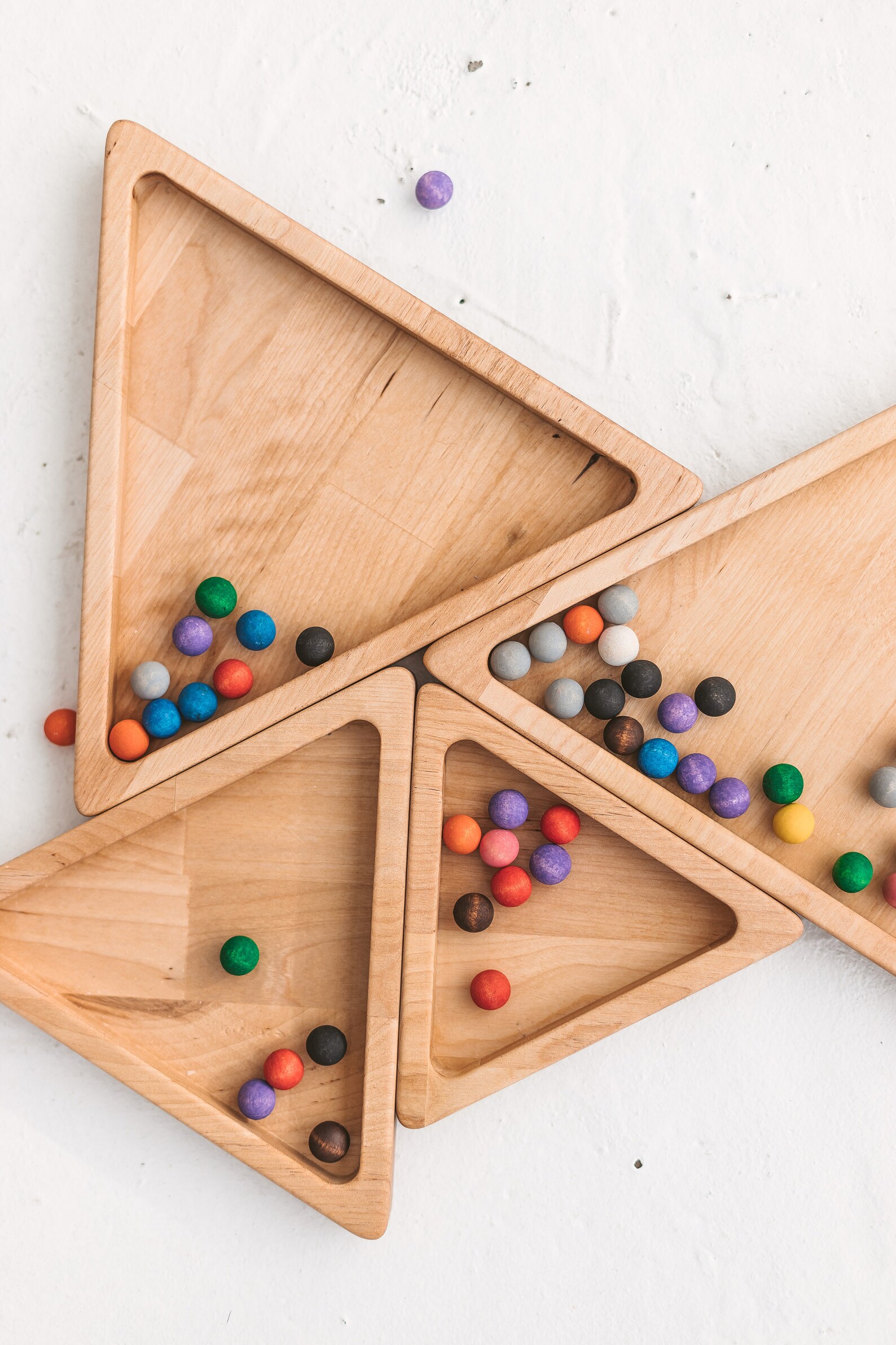 Triangle Sensory Tray Montessori Counting Color Sorting and - Etsy