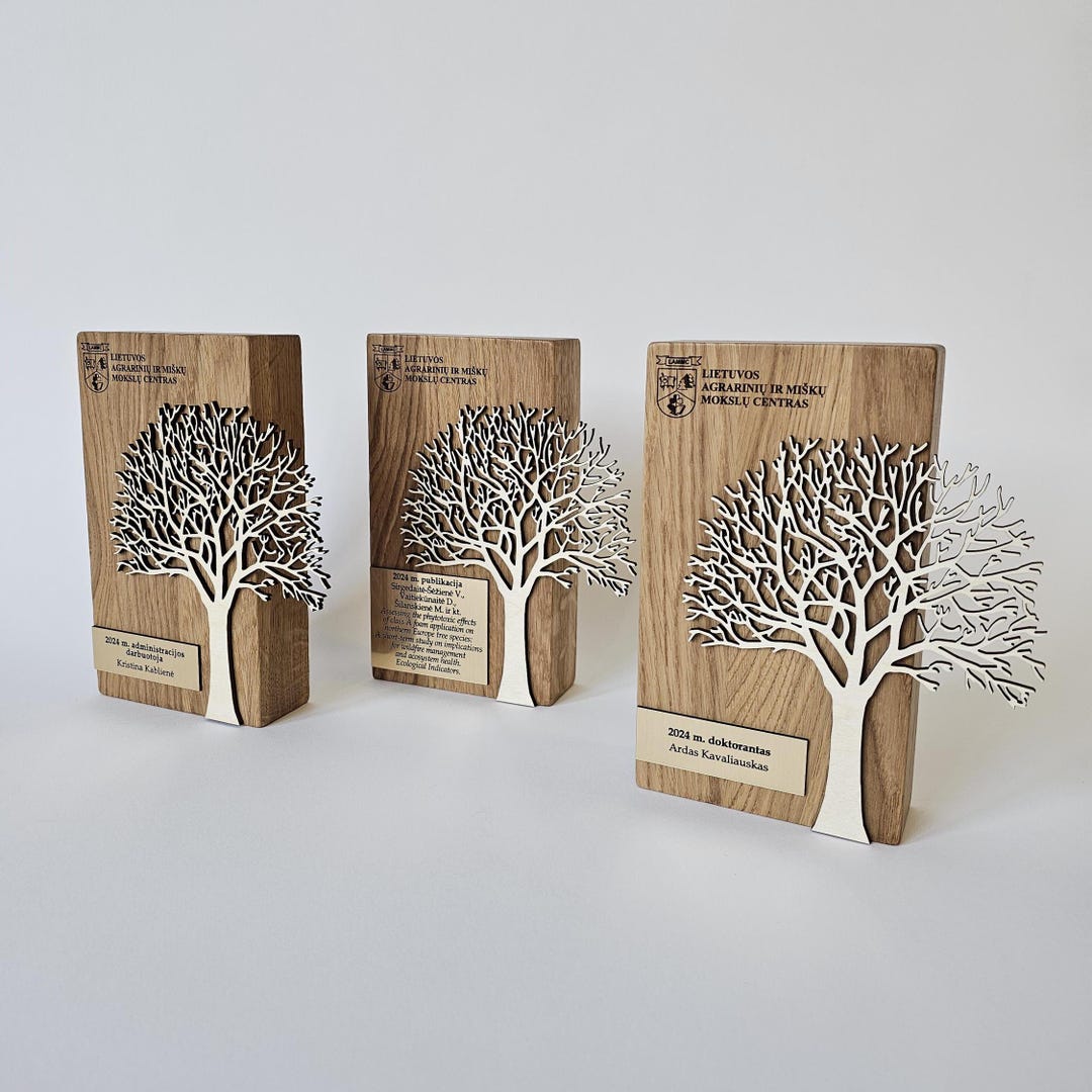 Custom Wood Three Trophy, Business Award, Appreciation Trophy, Custom ...