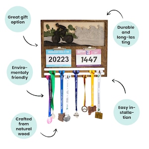 Cycling Medal Holder and Bib Display, Personalized Cyclist Gift, Biking ...