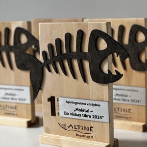 Custom Fisherman Trophy, Personalized Wooden Fishing Awards, Fishing ...