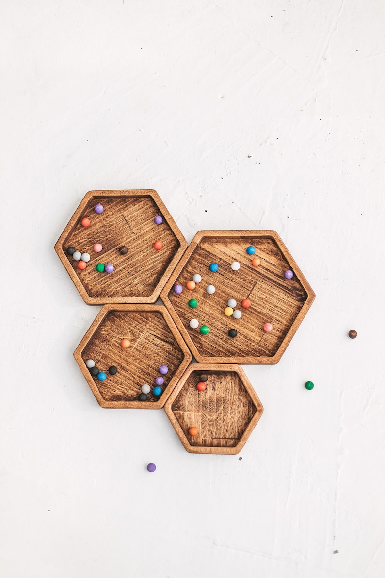 Wooden hexagon Trays Set of 4 Different Sizes - Etsy