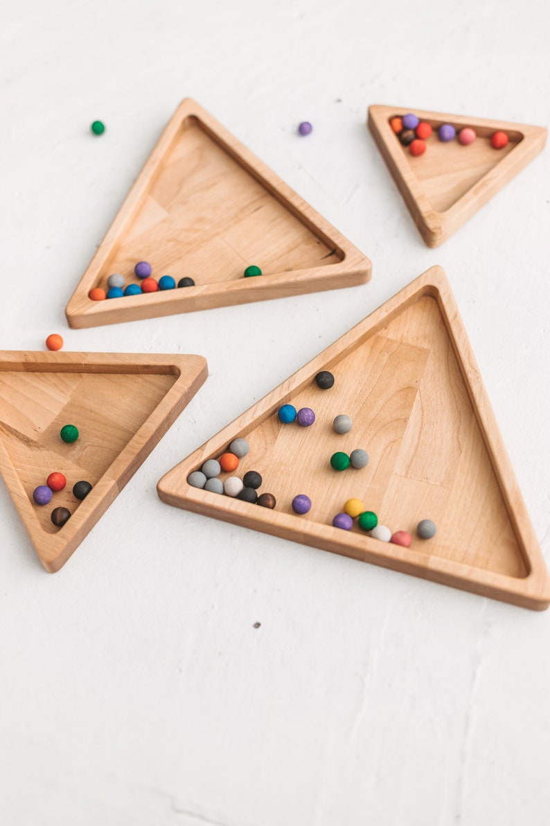 Triangle Sensory Tray Montessori Counting Color Sorting and - Etsy