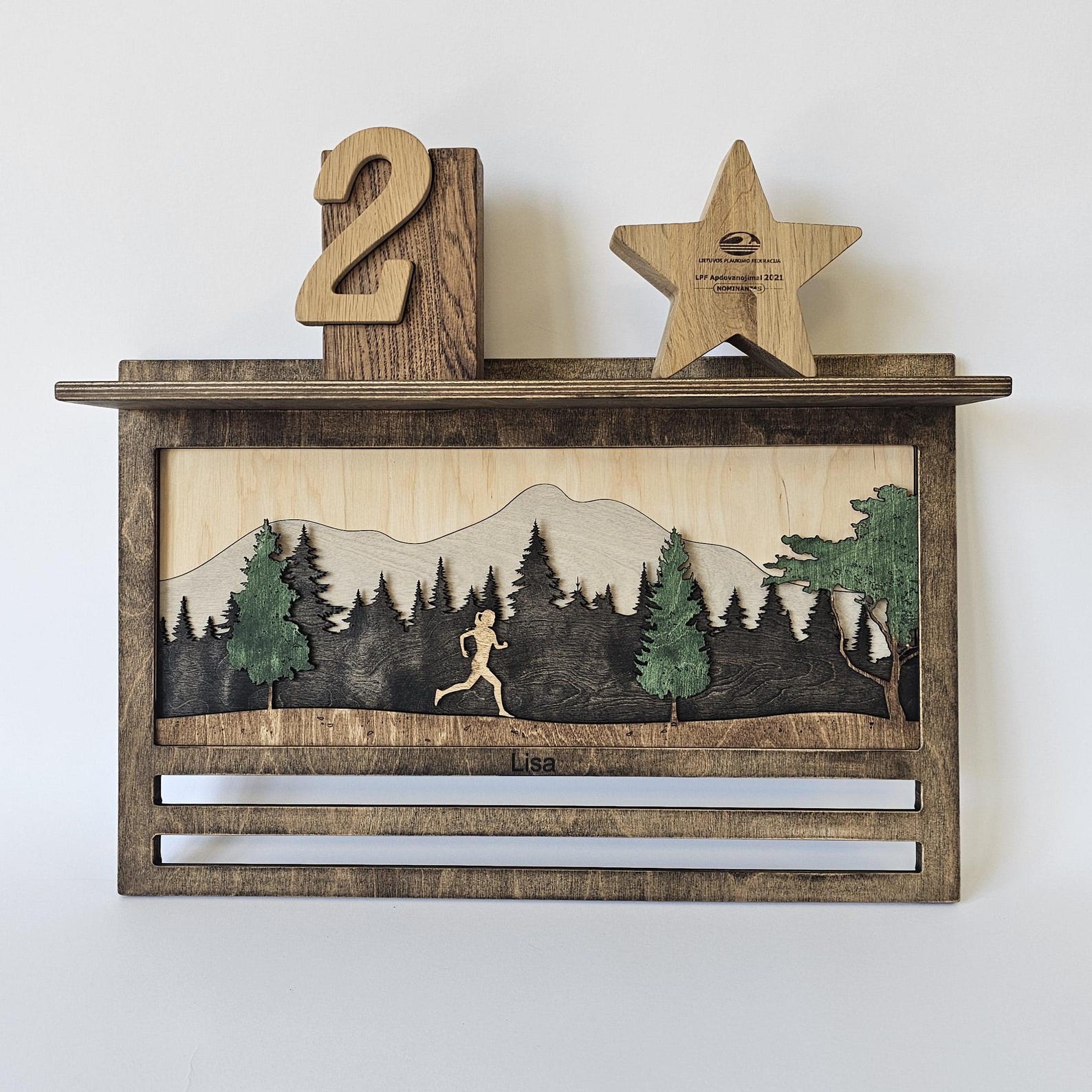 Personalized Medal Display With a Shelf, Running Medal Display, Custom ...