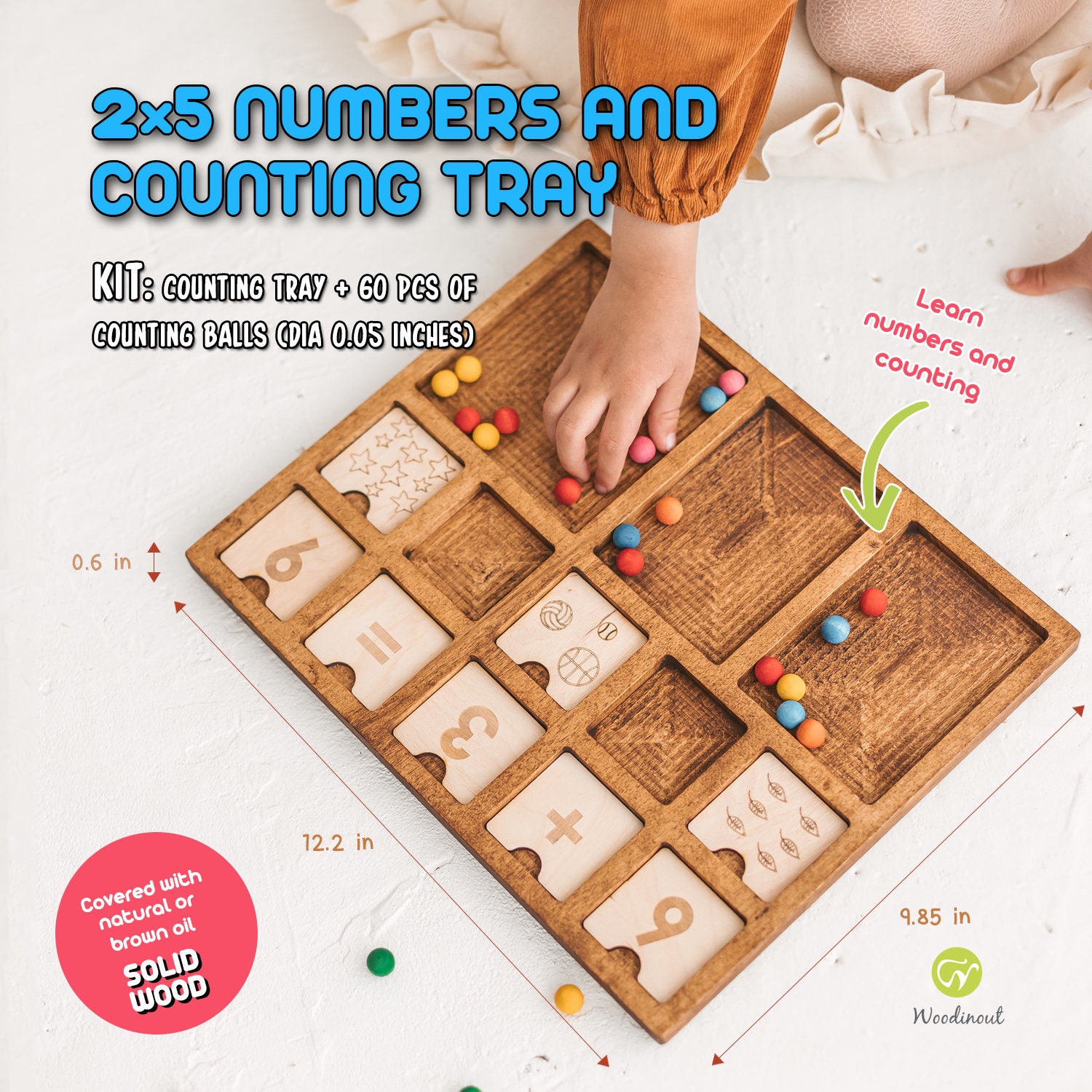 Wooden Math and Counting Tray for Homeschool and Kindergarten - Etsy UK