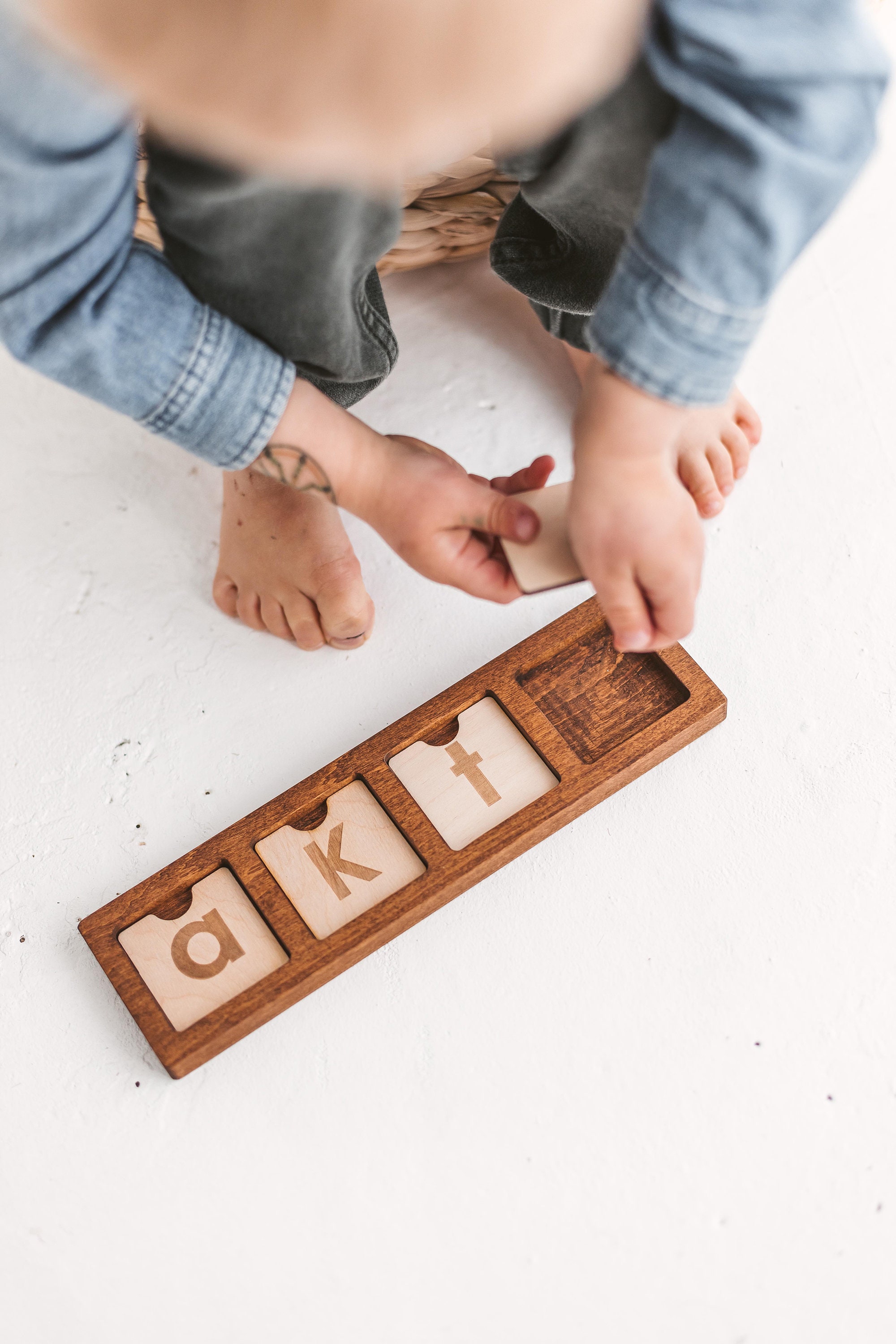 Scrabble Game Board With Alphabet Tiles - Wooden Letters Learning Toys ...